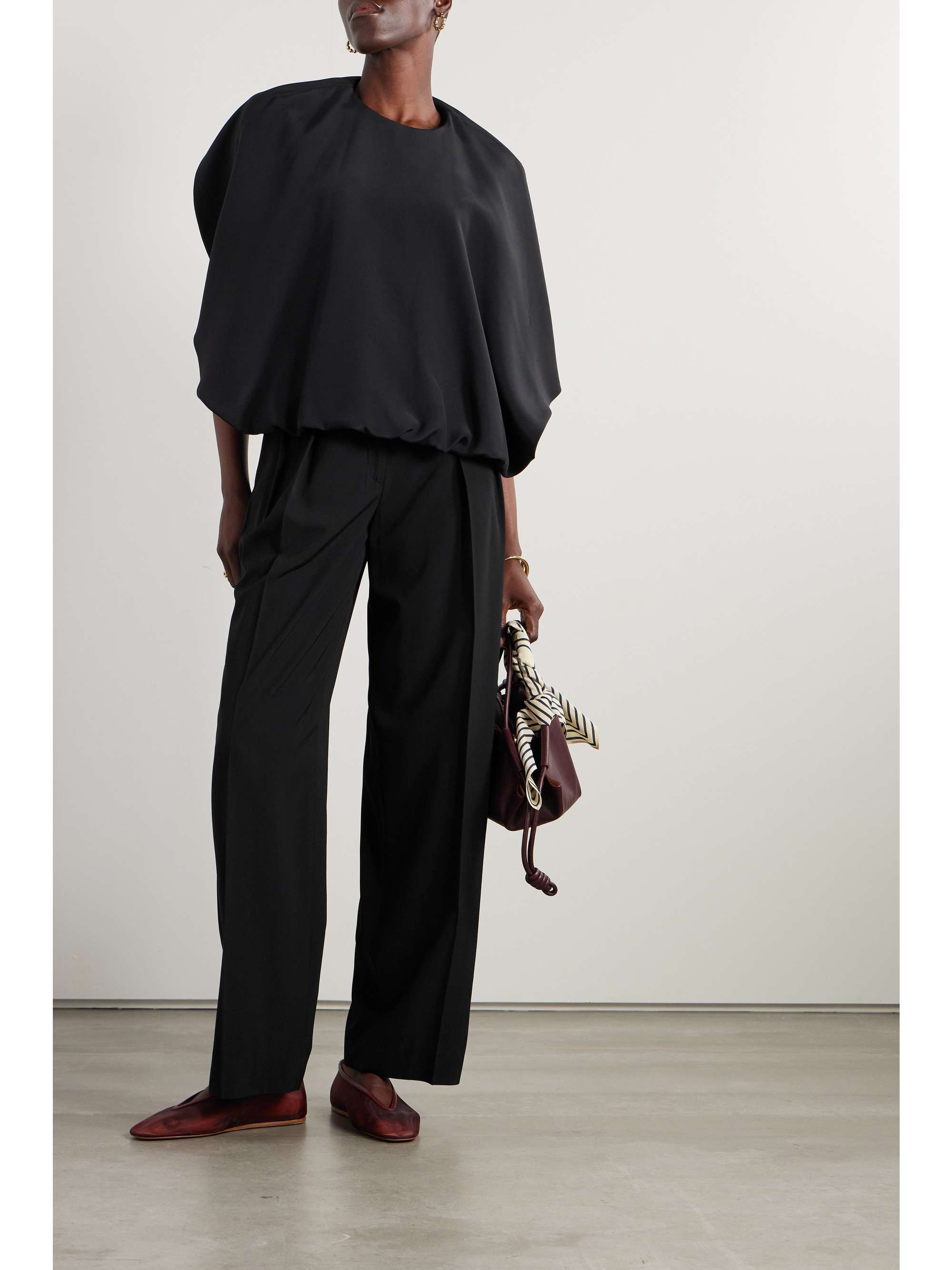 FFORME Kaia draped cape-effect silk-crepe top | NET-A-PORTER