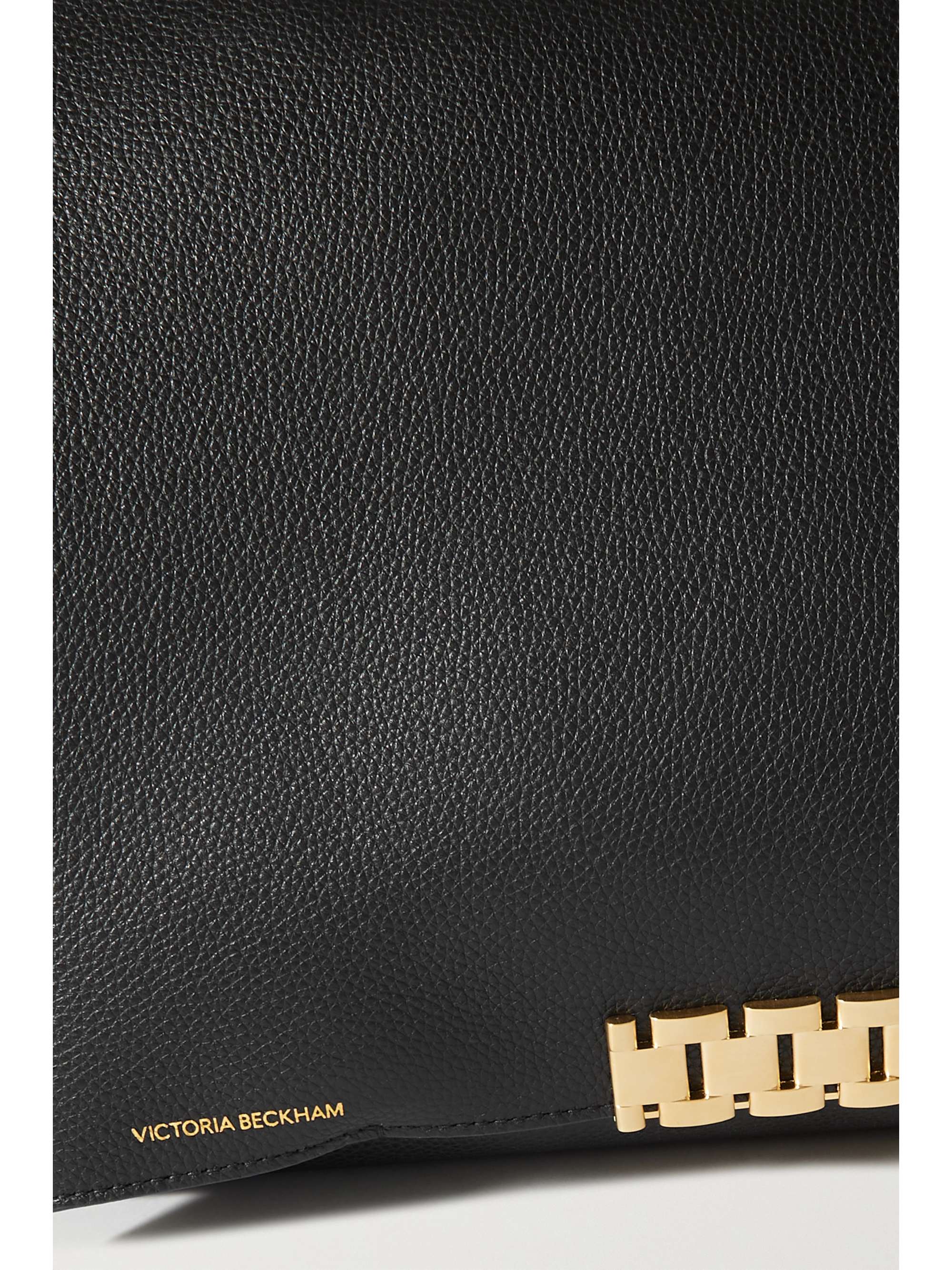 VICTORIA BECKHAM Chain-embellished textured-leather shoulder bag | NET ...