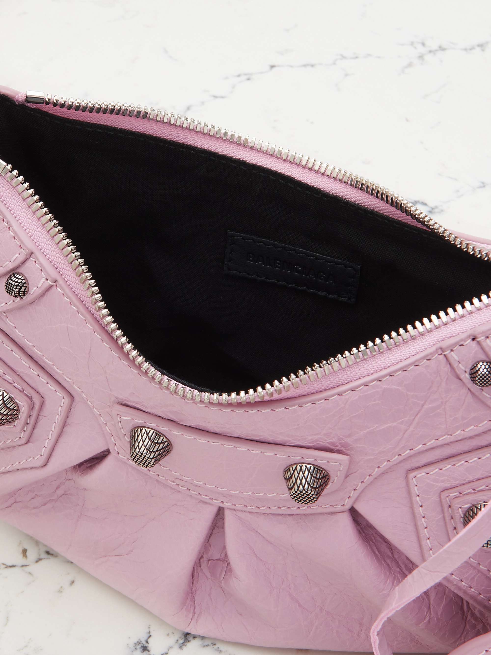 BALENCIAGA Le Cagole XS studded crinkled-leather shoulder bag | NET-A ...