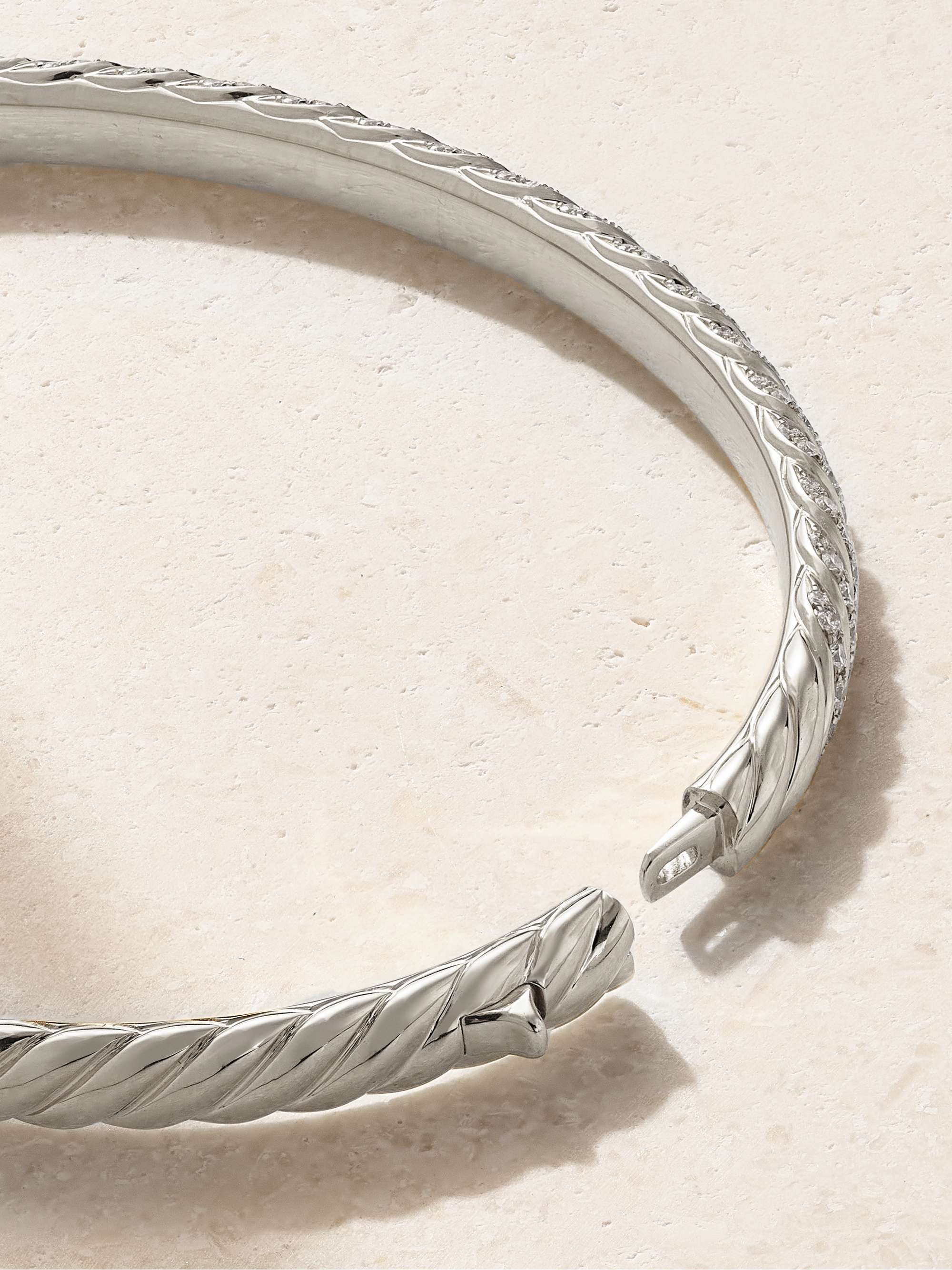 DAVID YURMAN Sculpted Cable 18-karat white gold diamond bangle | NET-A-PORTER