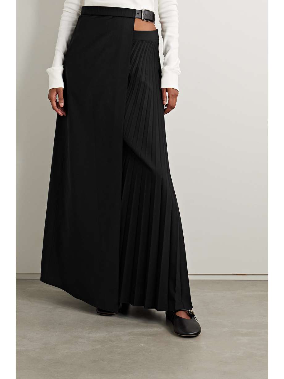 TIBI + NET SUSTAIN Belted pleated recycled woven maxi wrap skirt | NET ...