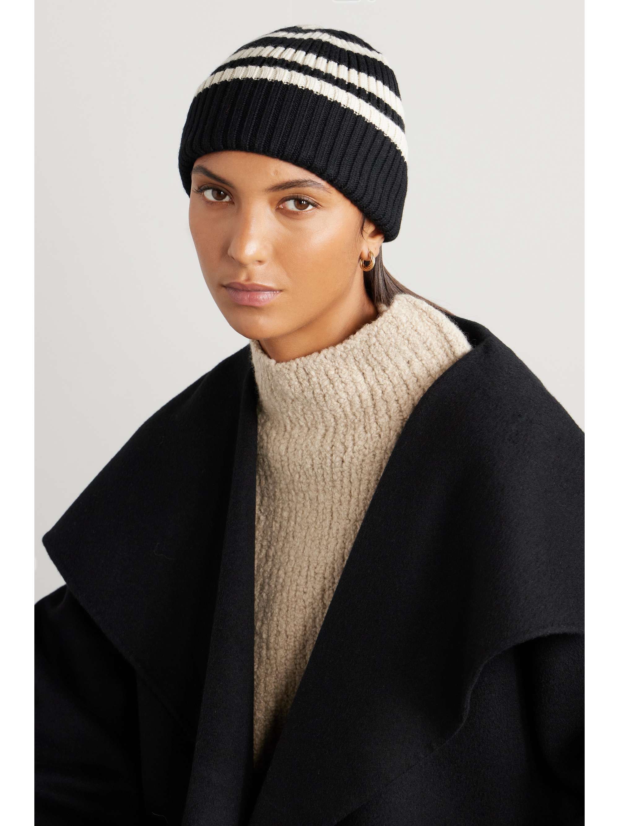 TOTEME Striped ribbed-knit wool beanie | NET-A-PORTER