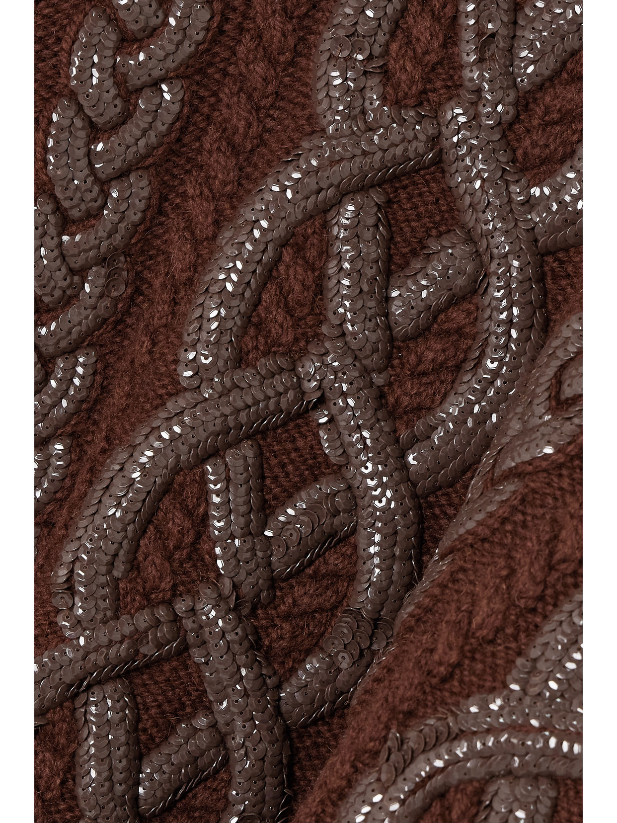Dries Van Noten Sequin-embellished Cable-knit Wool Sweater In Brown ...