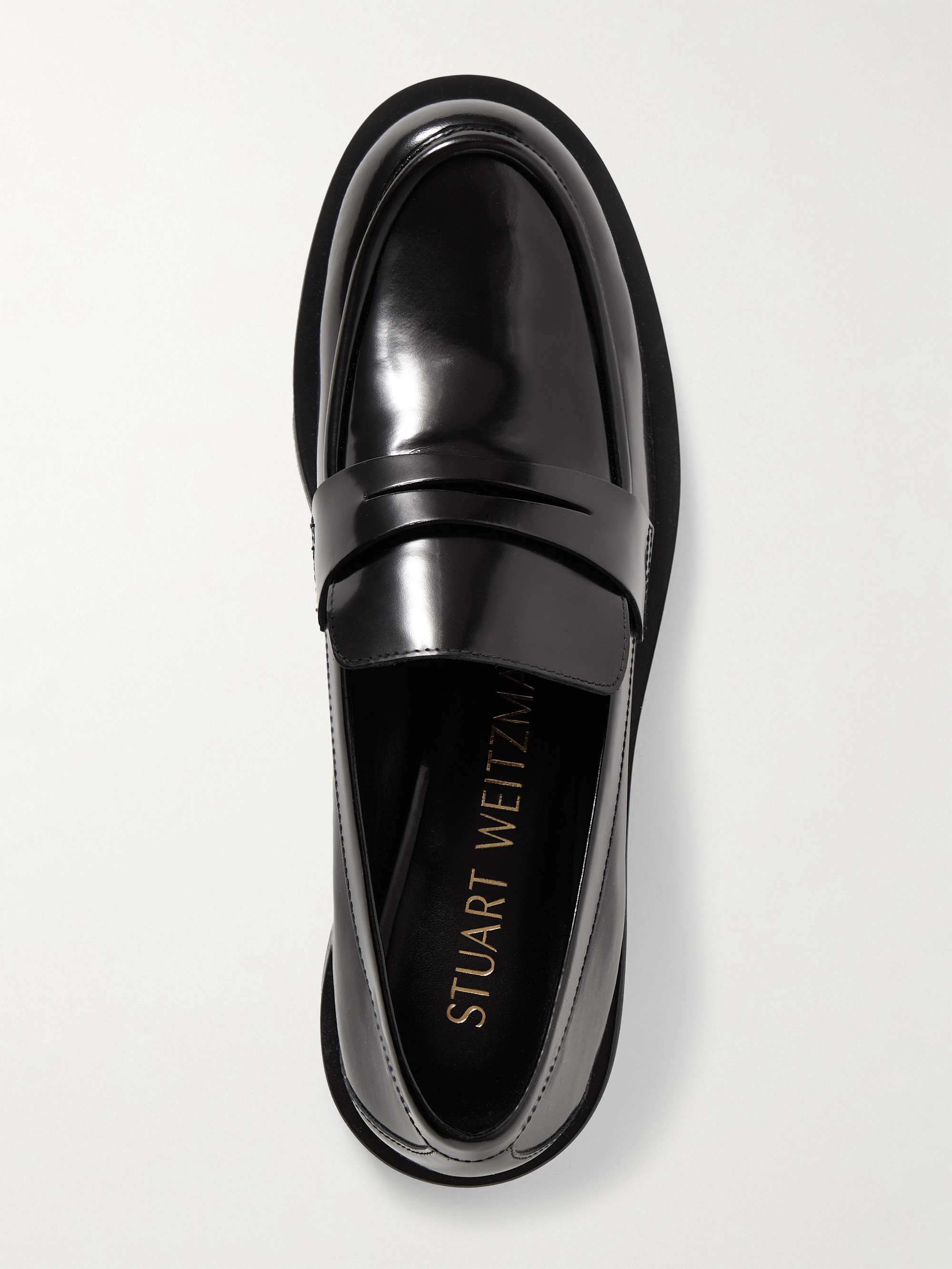 STUART WEITZMAN Palmer glossed-leather loafers | NET-A-PORTER