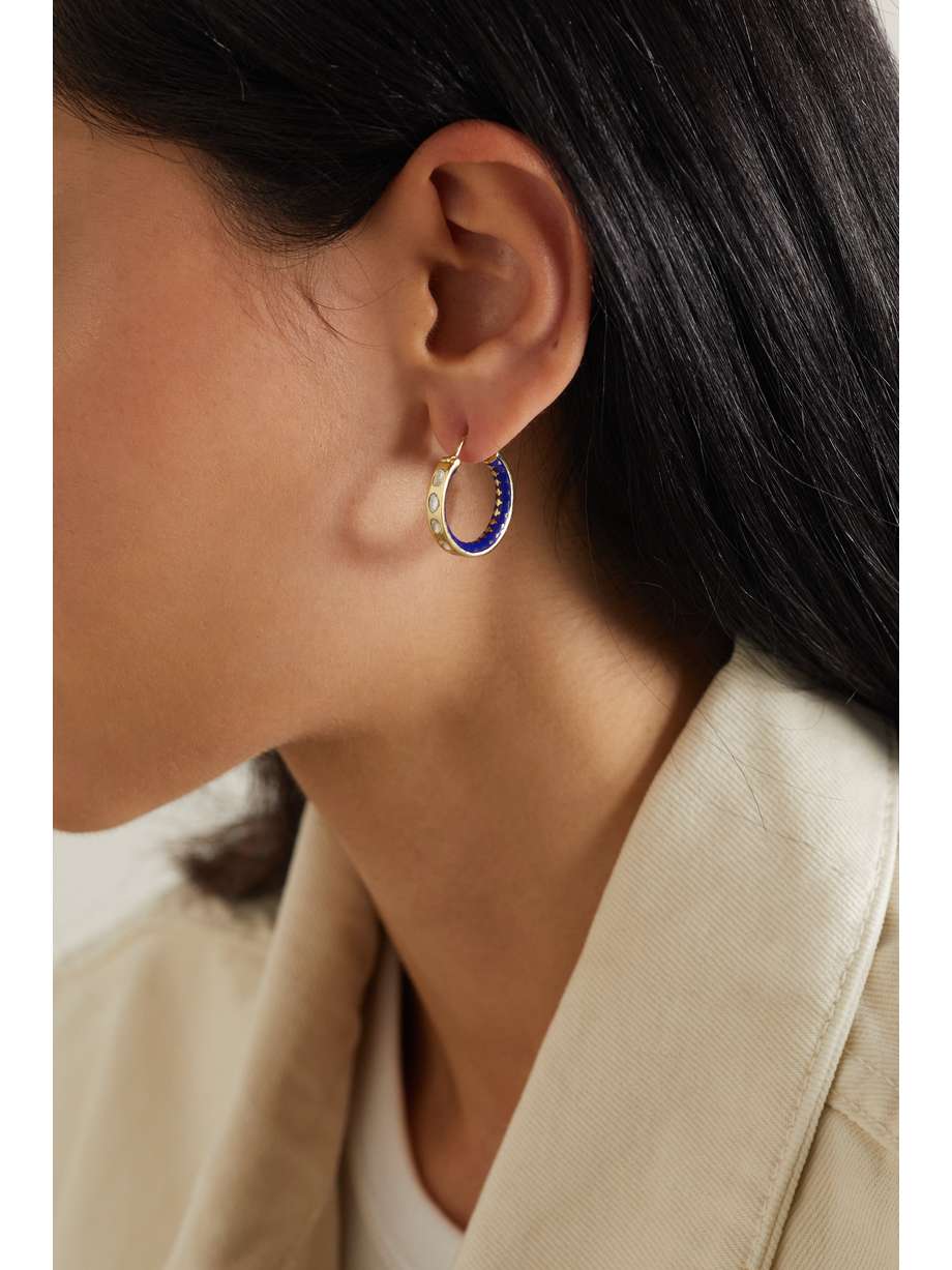 AMRAPALI LONDON 18-karat gold, enamel and diamond hoop earrings | NET-A ...