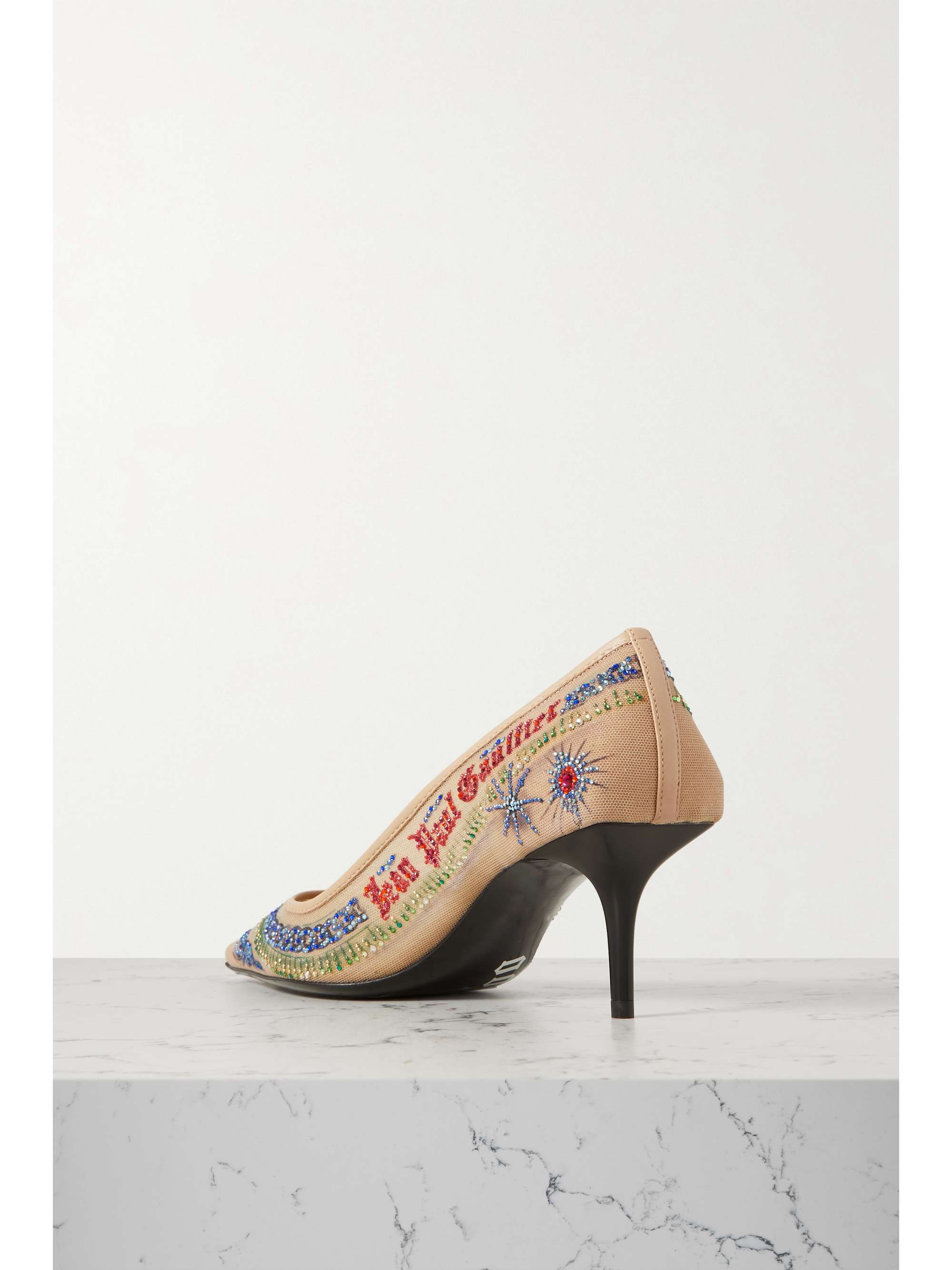 JIMMY CHOO + Jean Paul Gaultier 60 embellished printed mesh pumps | NET ...