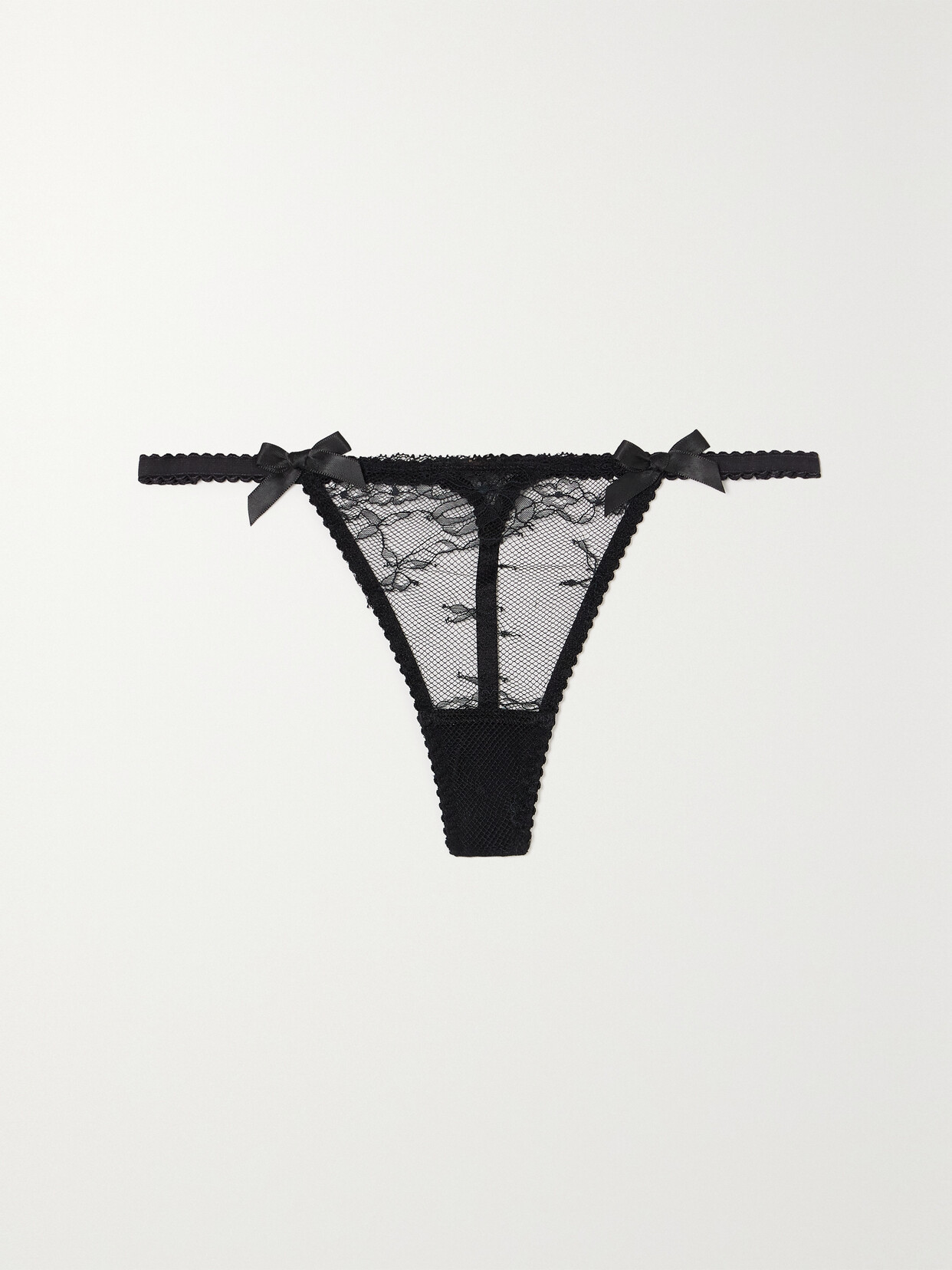 Agent Provocateur - Isedora Satin-trimmed Lace Thong - Black - Shop and ...