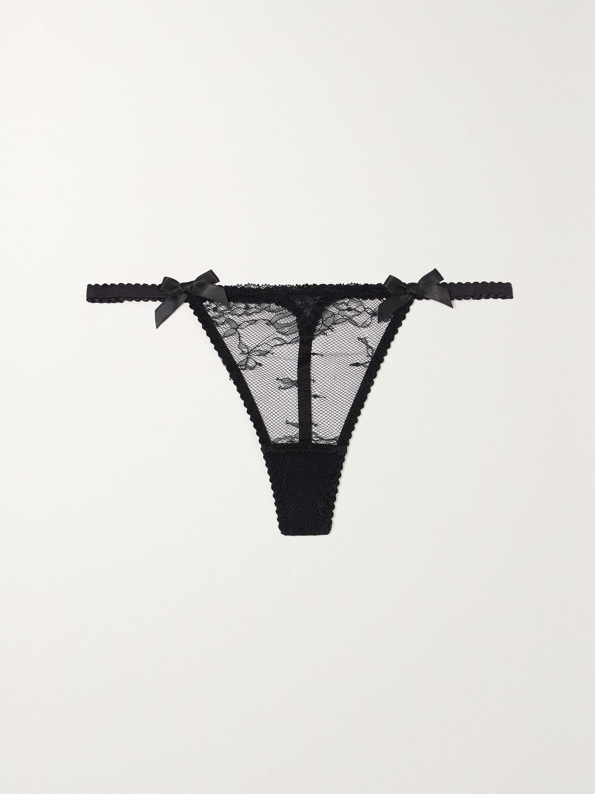 AGENT PROVOCATEUR Isedora satin-trimmed lace thong | NET-A-PORTER