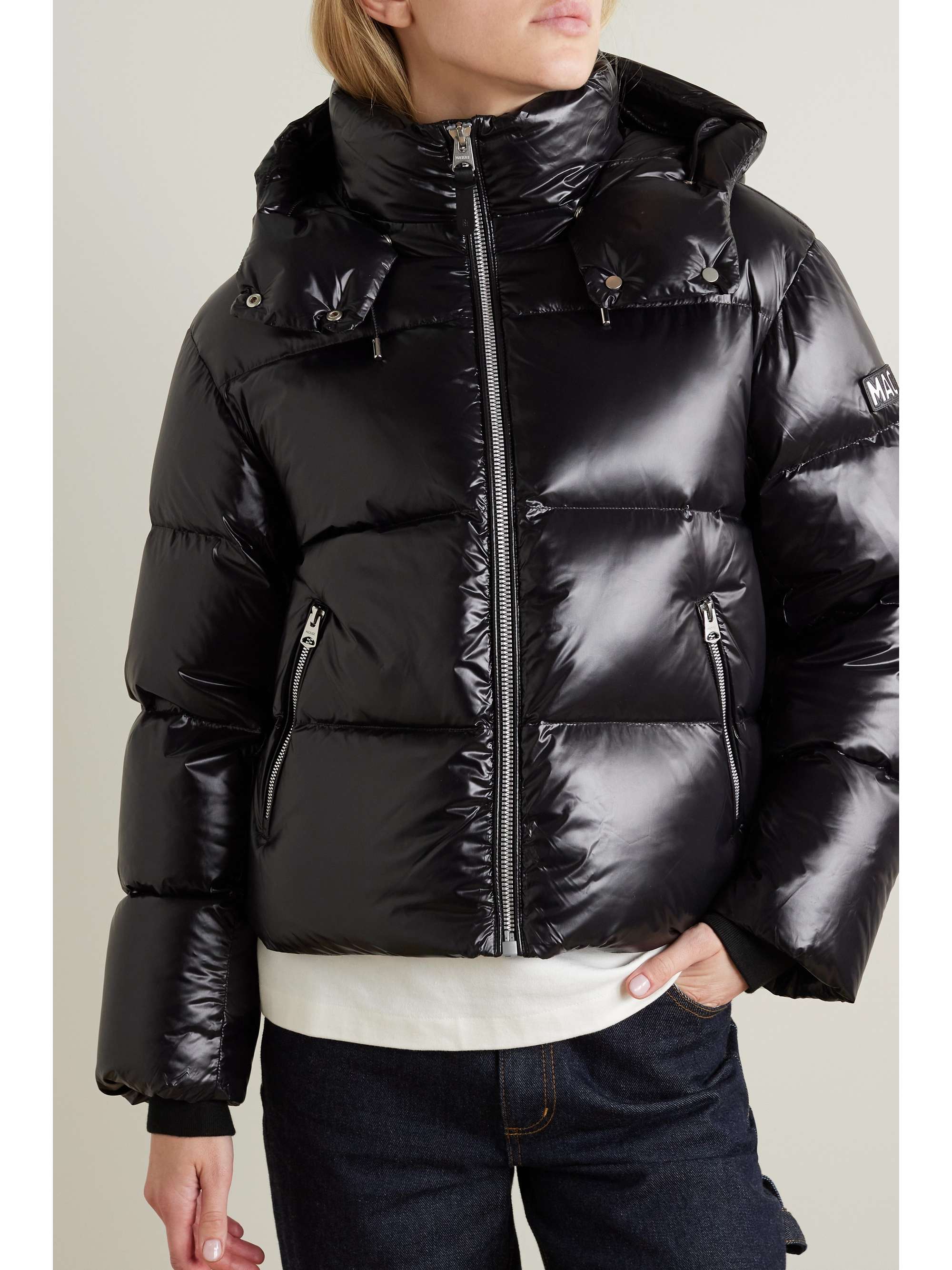 MACKAGE + NET SUSTAIN Evie hooded quilted glossed-shell down jacket ...