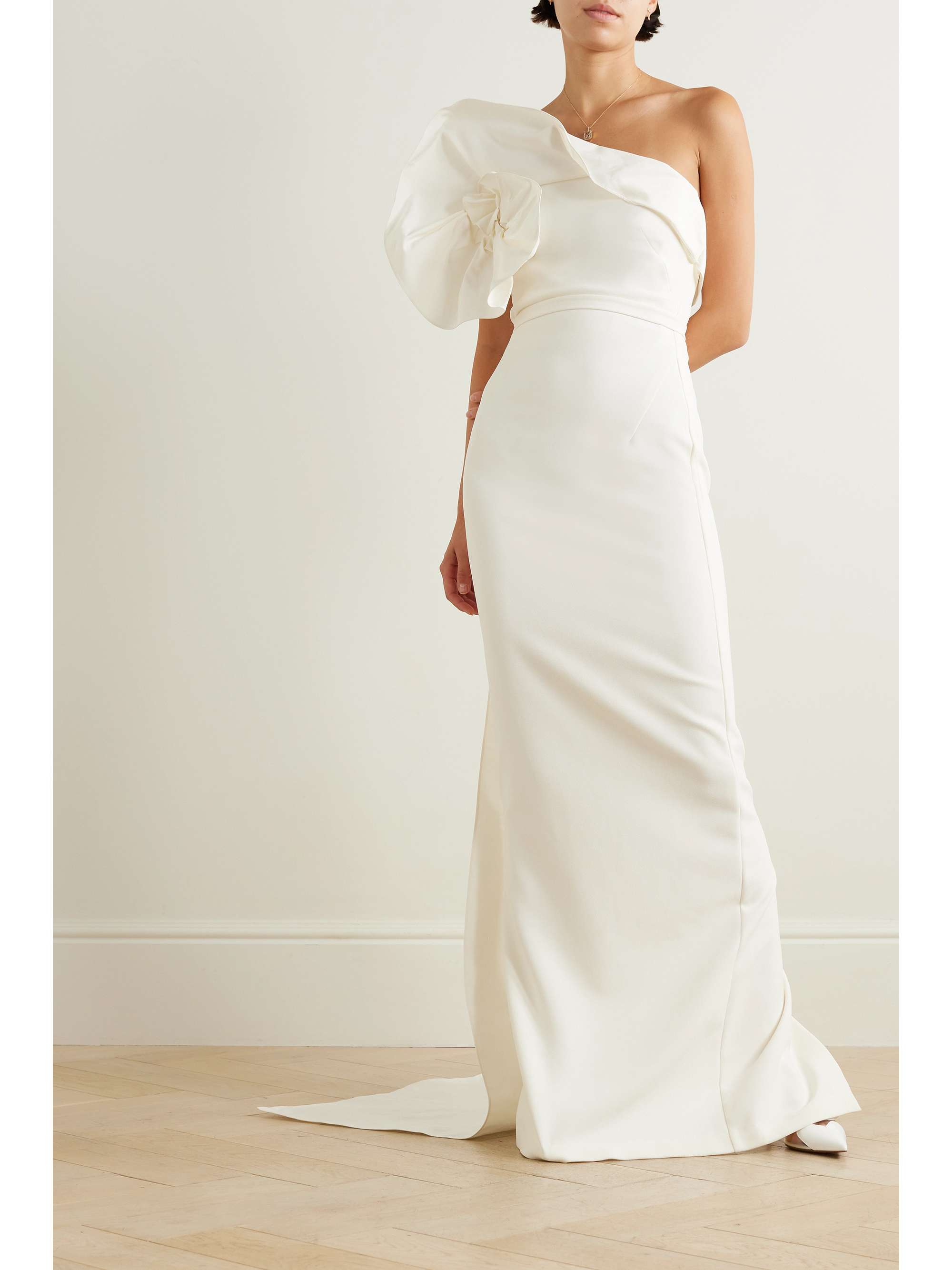 SAFIYAA Briannie strapless faille-trimmed stretch-crepe gown | NET-A-PORTER