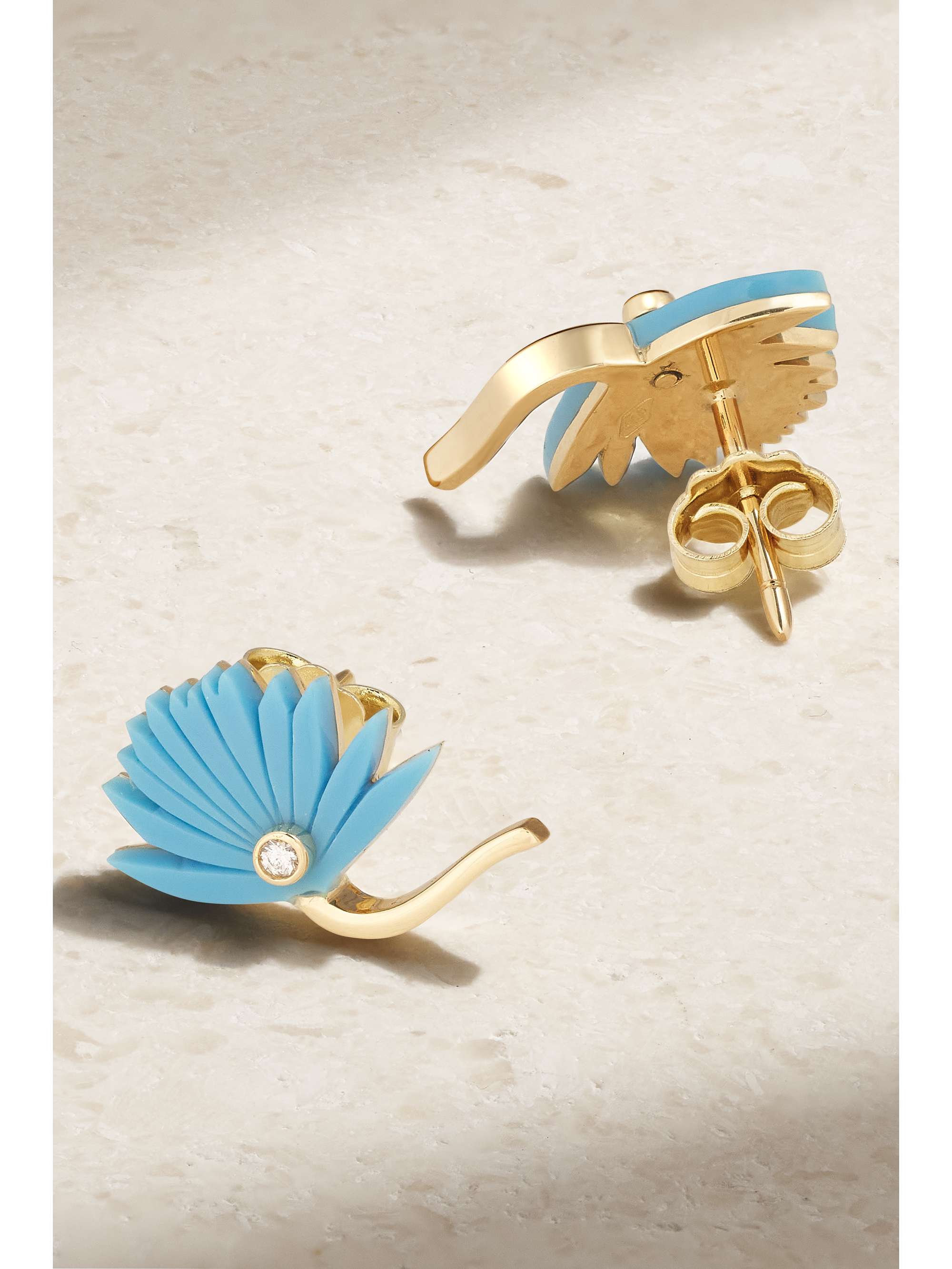 L'ATELIER NAWBAR 18-karat gold, turquoise and diamond earrings | NET-A ...