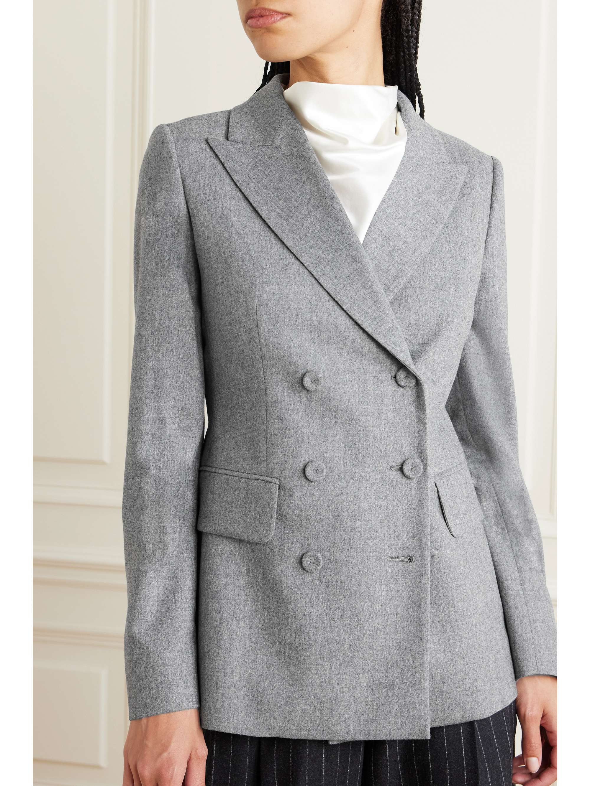 MAX MARA Landa double-breasted wool-blend flannel blazer | NET-A-PORTER