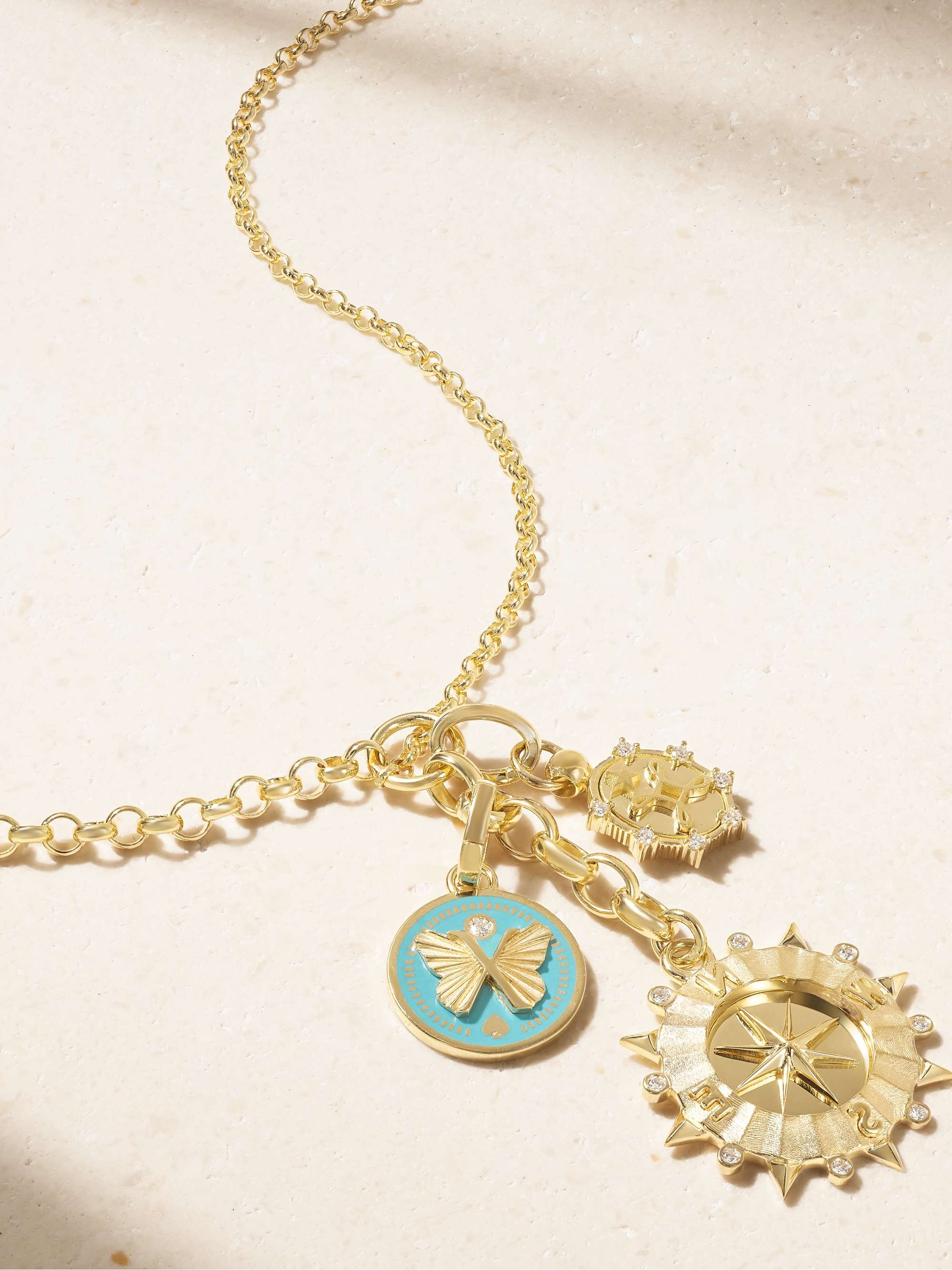 FOUNDRAE 18-karat gold, enamel and diamond necklace | NET-A-PORTER