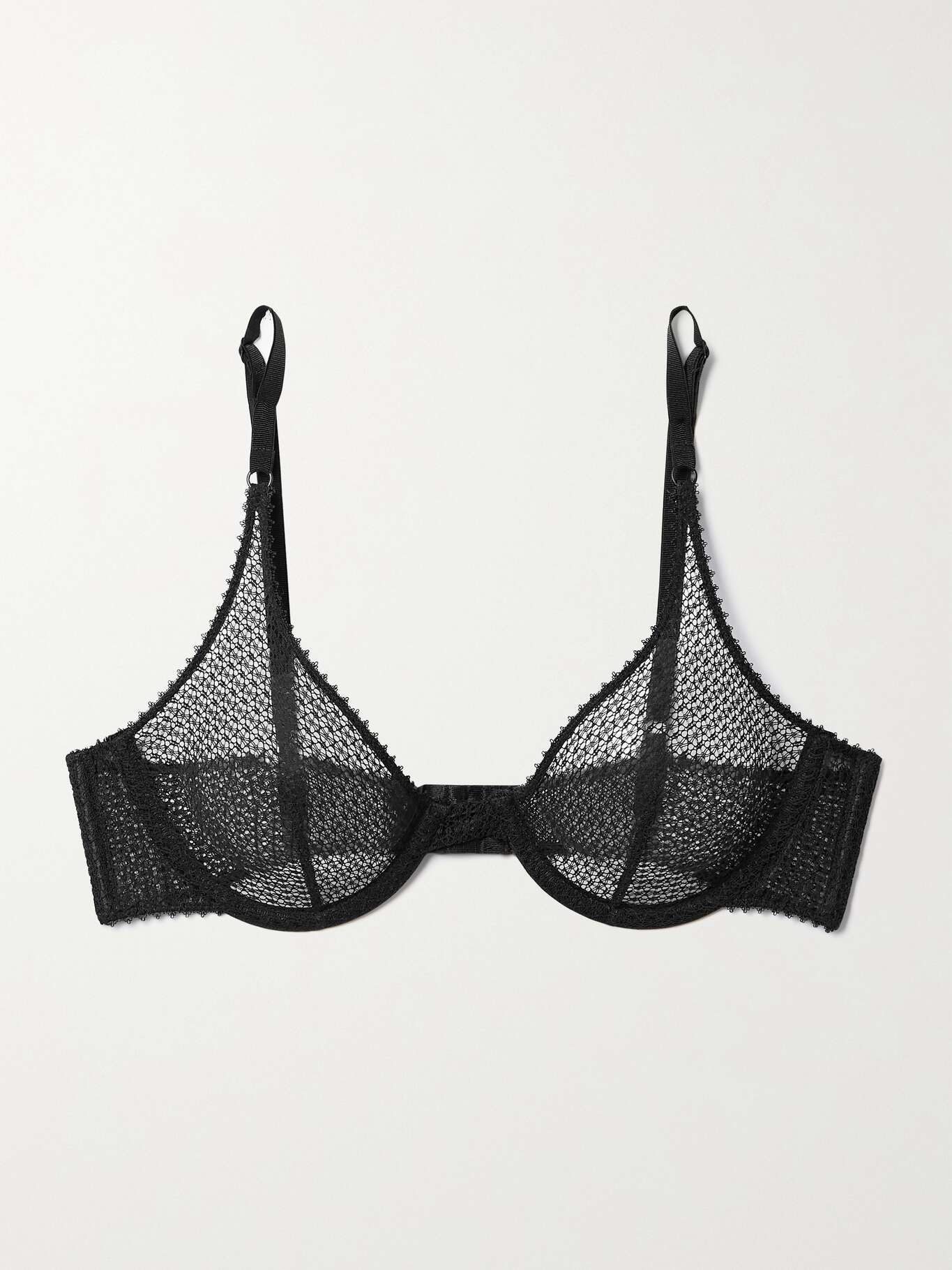 KIKI DE MONTPARNASSE Crocheted lace and mesh underwired soft-cup bra ...