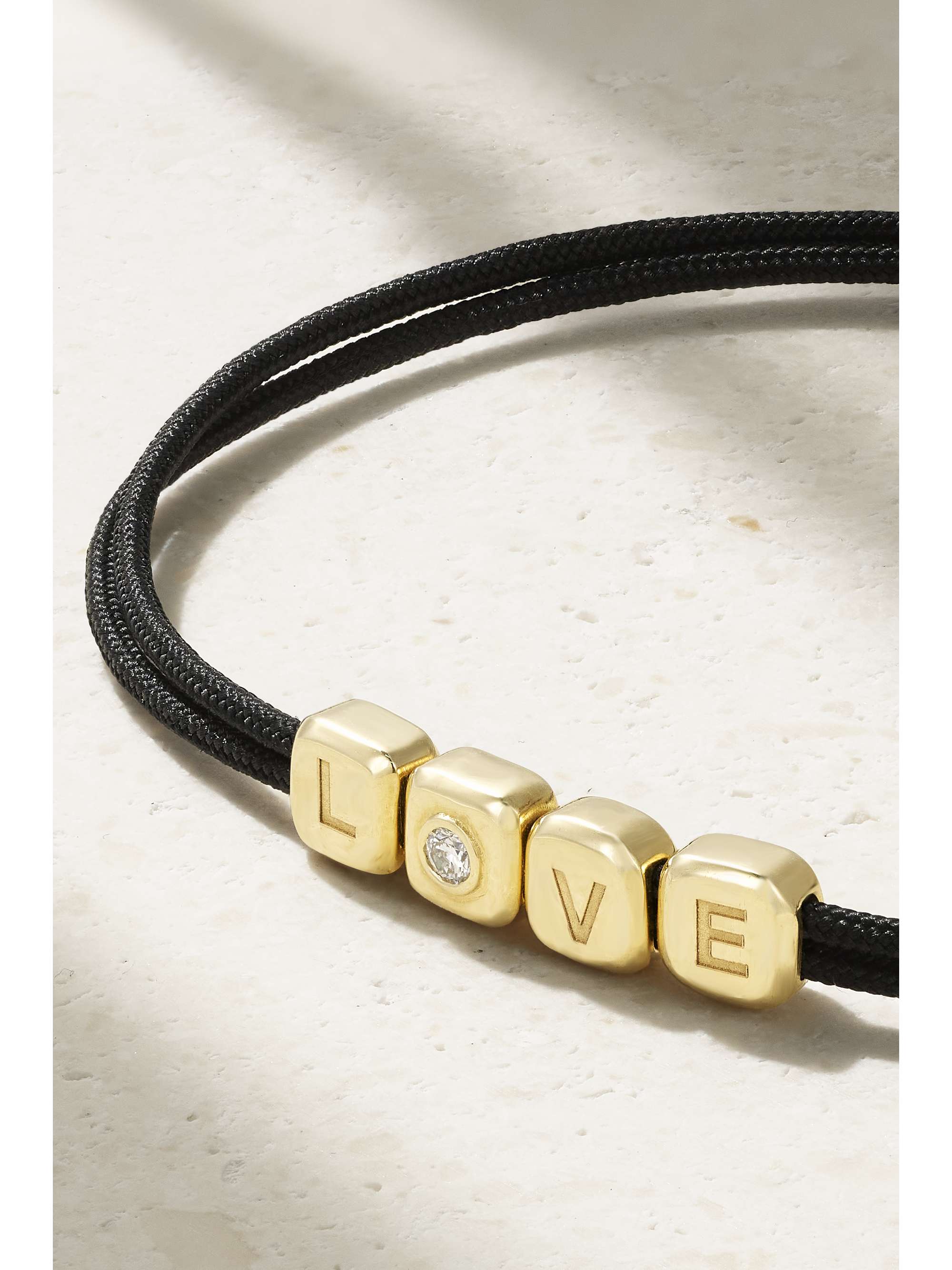 KIMAÏ The Love Cube 14-karat recycled gold, cord and laboratory-grown ...