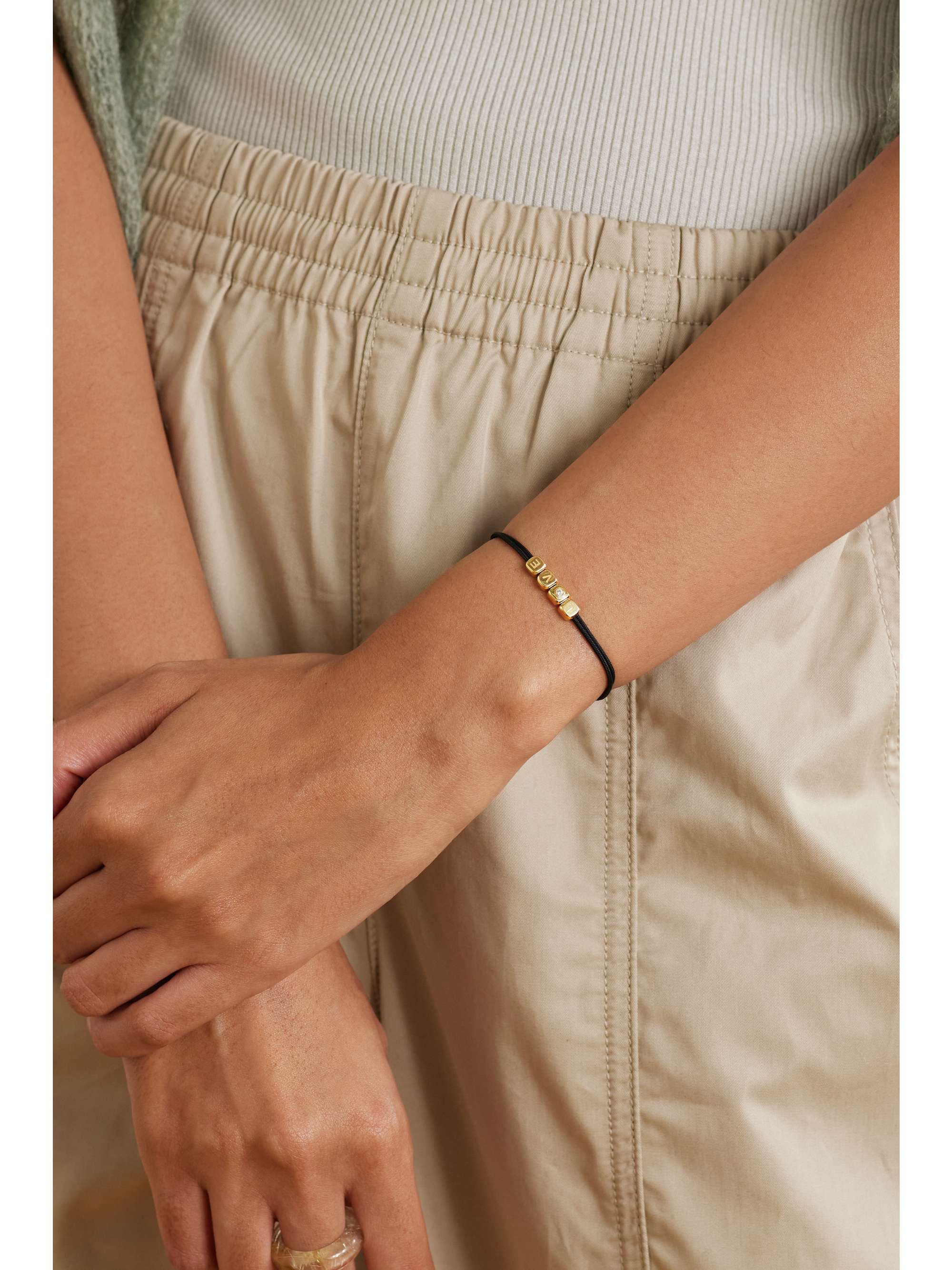 KIMAÏ The Love Cube 14-karat recycled gold, cord and laboratory-grown ...