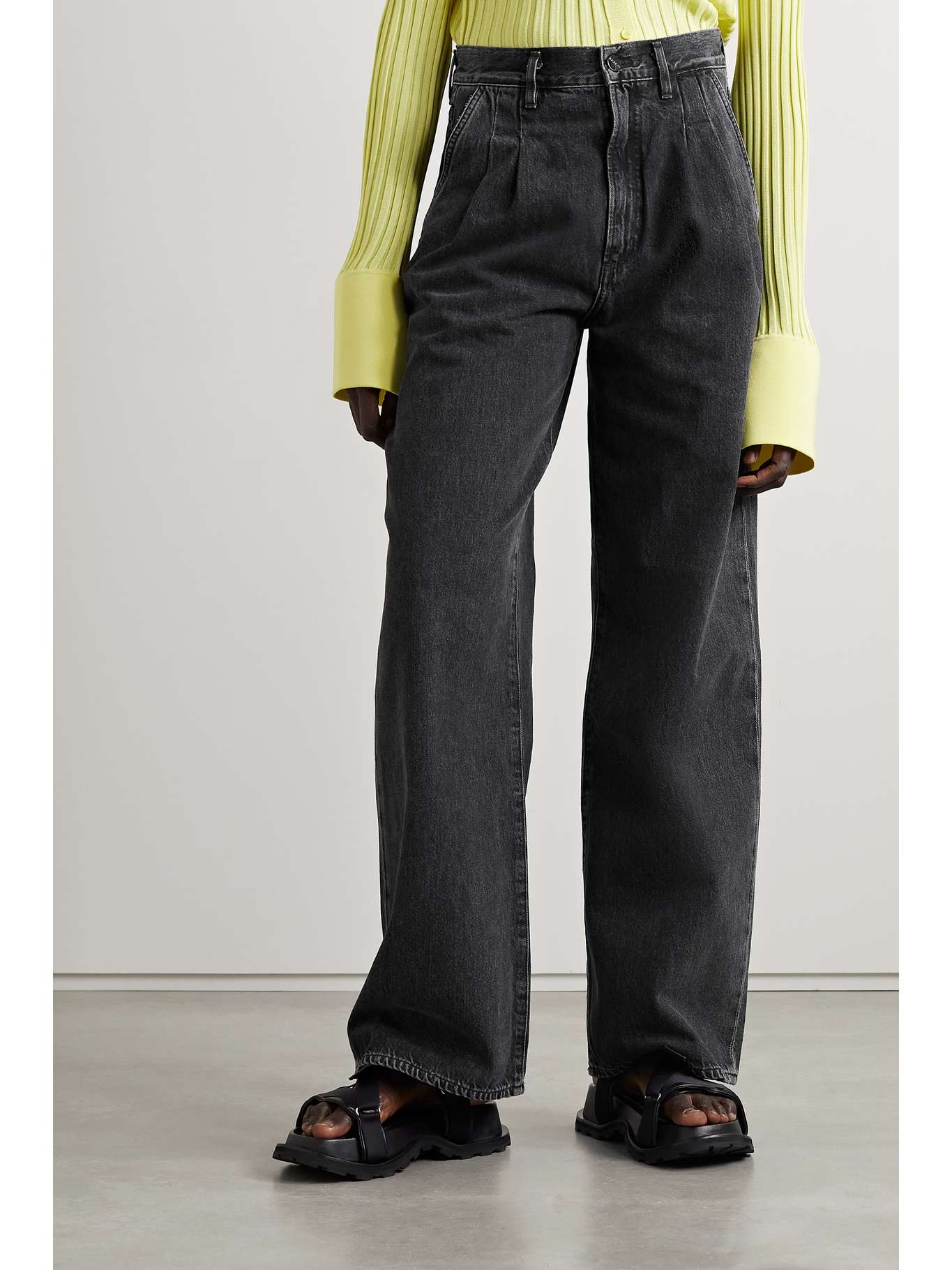 GOLDSIGN The Edgar pleated high-rise wide-leg jeans | NET-A-PORTER