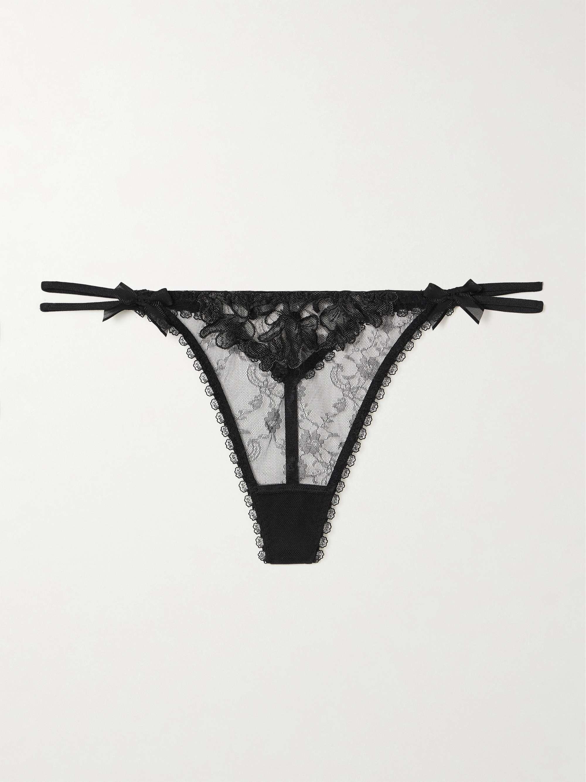 AGENT PROVOCATEUR Violah satin-trimmed embroidered lace thong | NET-A ...