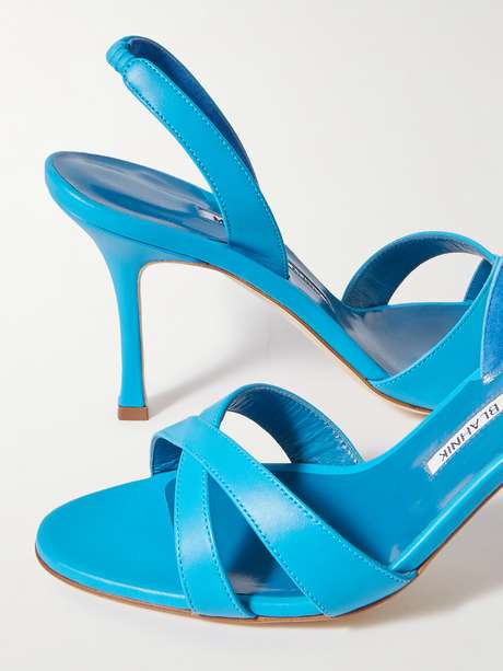 Turquoise Callasli 90 leather slingback sandals | MANOLO BLAHNIK | NET ...