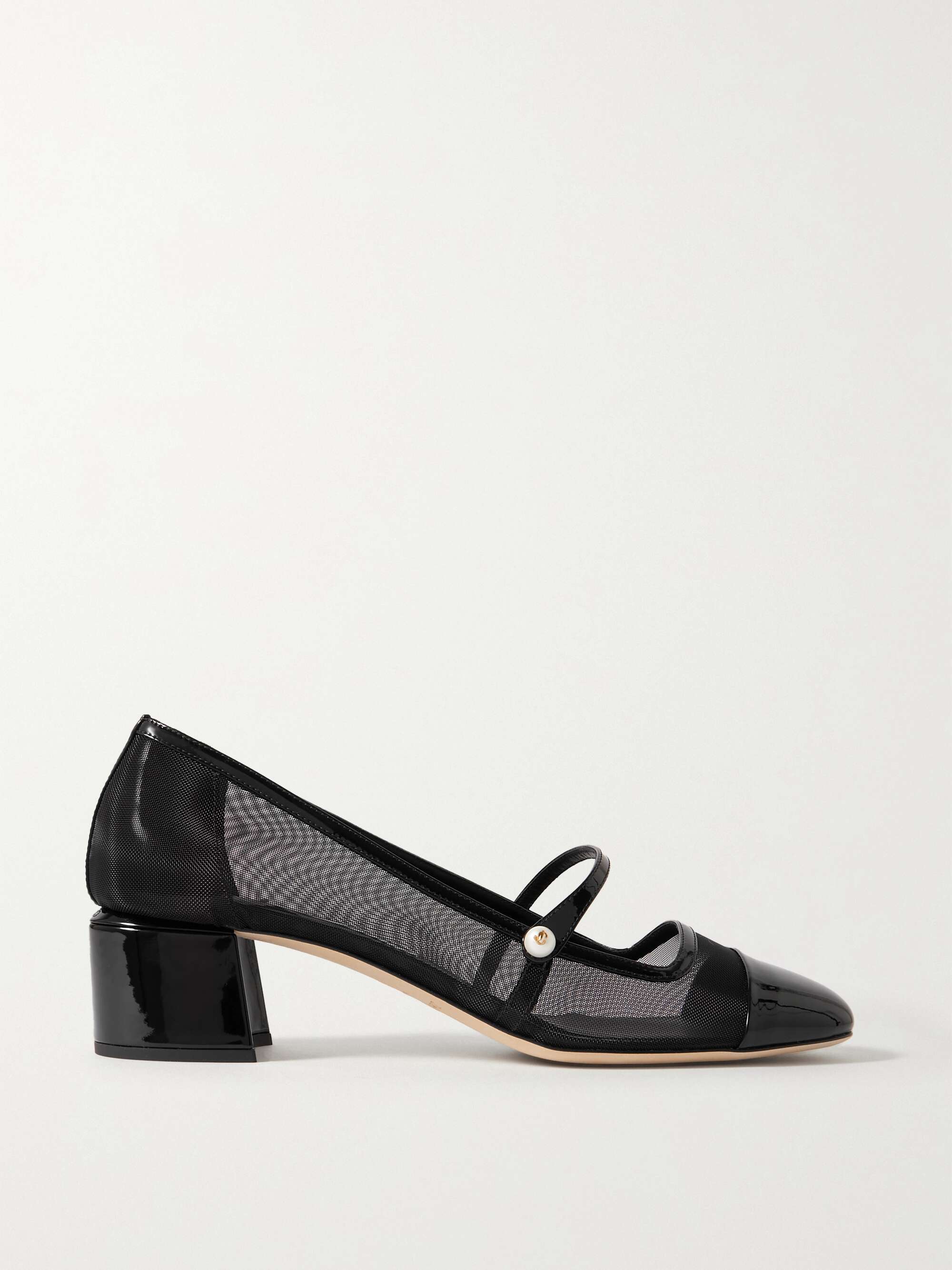 JIMMY CHOO Elisa 45 mesh and patent-leather Mary Jane pumps | NET-A-PORTER
