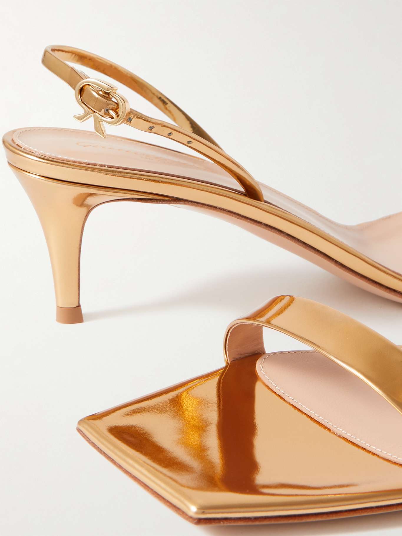 GIANVITO ROSSI Ribbon 55 patent-leather slingback sandals | NET-A-PORTER