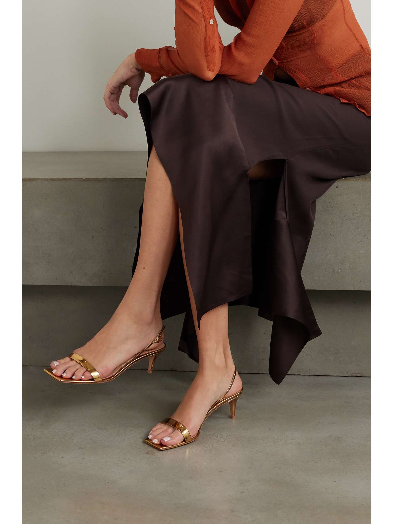 GIANVITO ROSSI Ribbon 55 patent-leather slingback sandals | NET-A-PORTER