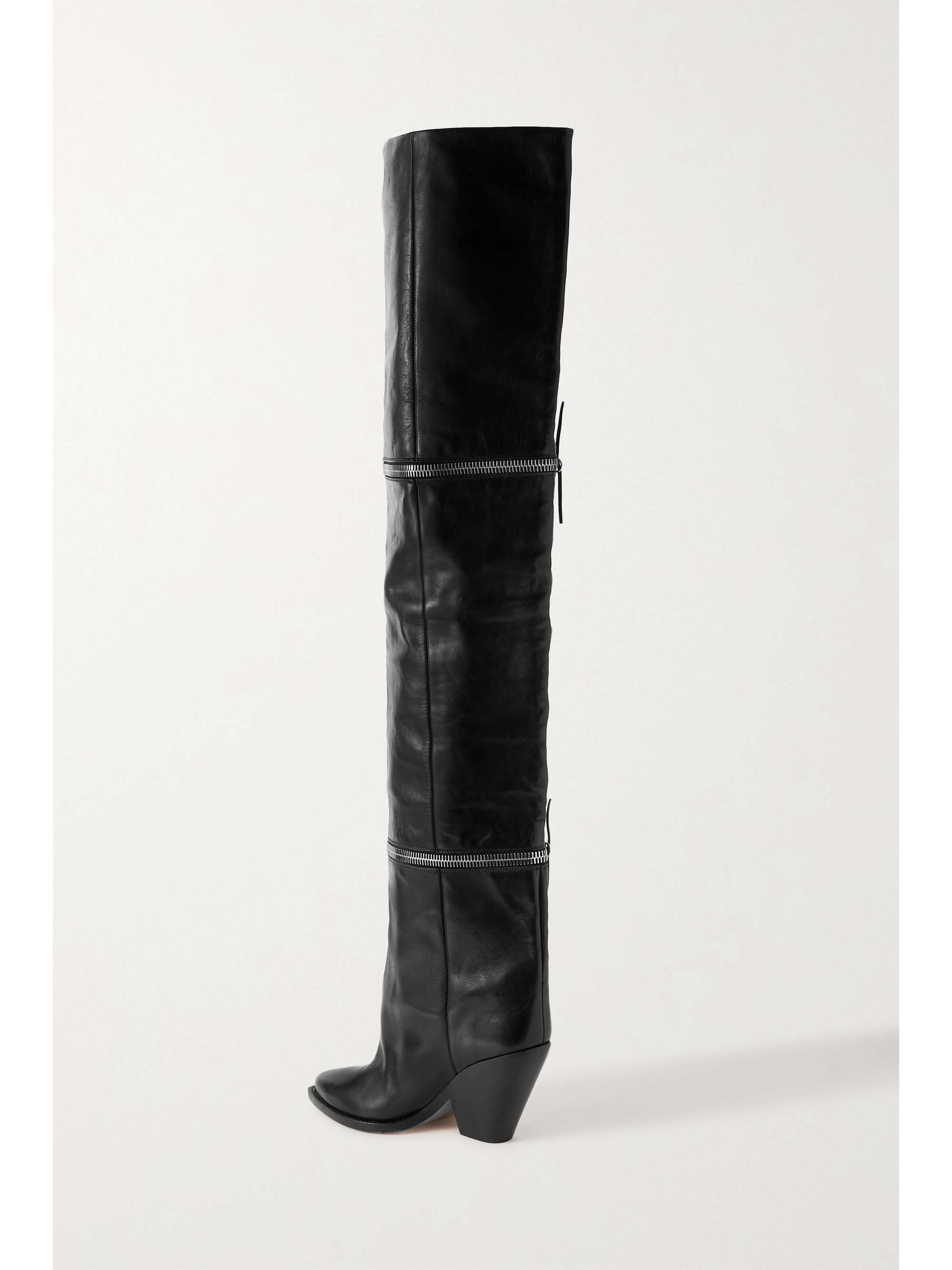 ISABEL MARANT Lelodie zip-embellished leather over-the-knee boots | NET ...