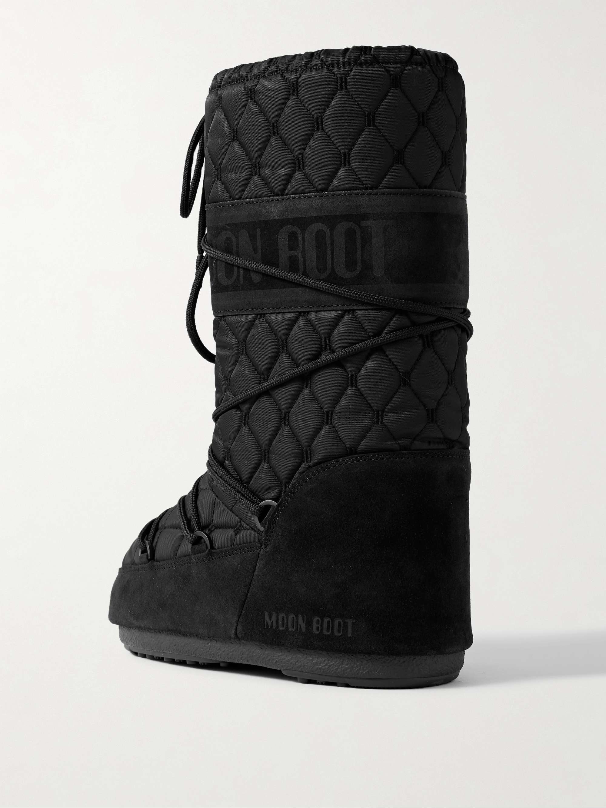 MOON BOOT Icon suede-trimmed quilted shell snow boots | NET-A-PORTER