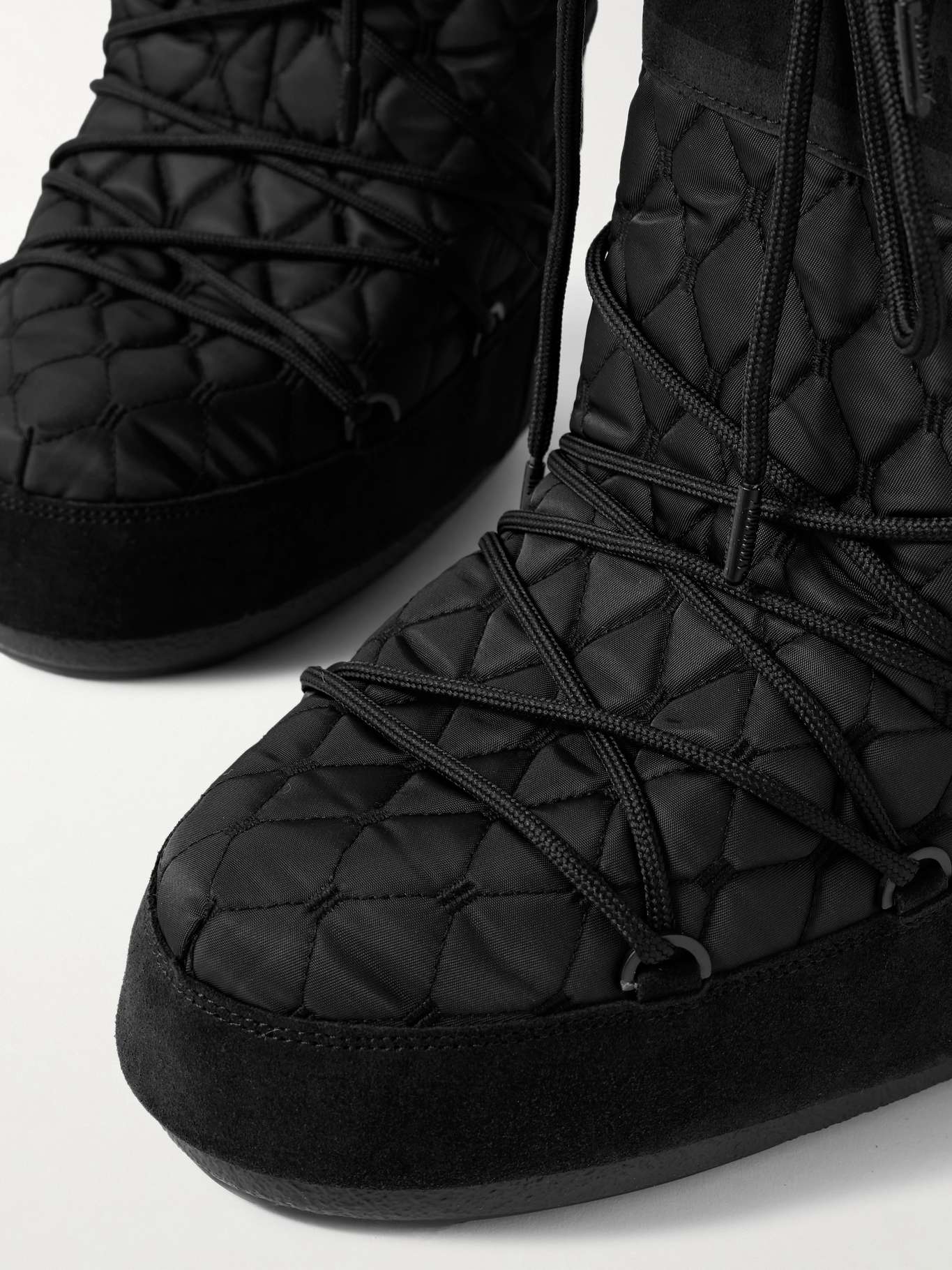 MOON BOOT Icon suede-trimmed quilted shell snow boots | NET-A-PORTER
