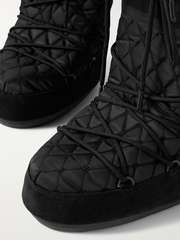 MOON BOOT Icon suede-trimmed quilted shell snow boots | NET-A-PORTER