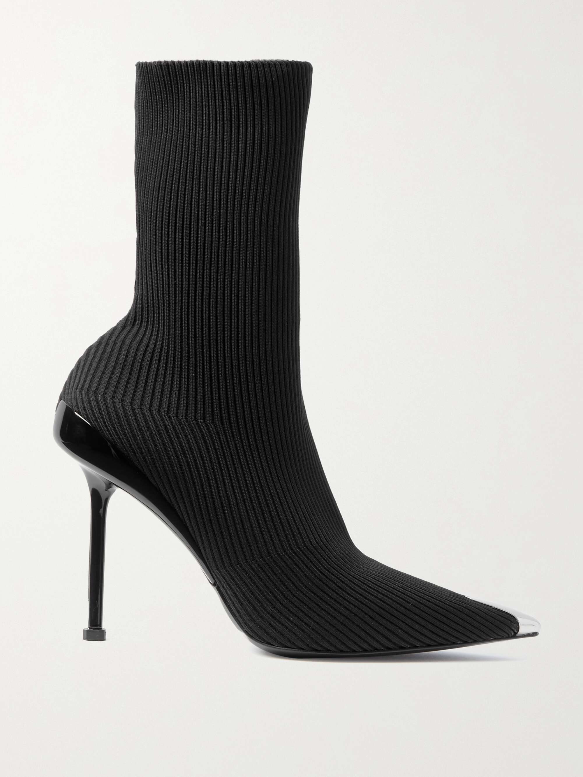 ALEXANDER MCQUEEN Slash ribbed stretch-knit ankle boots | NET-A-PORTER
