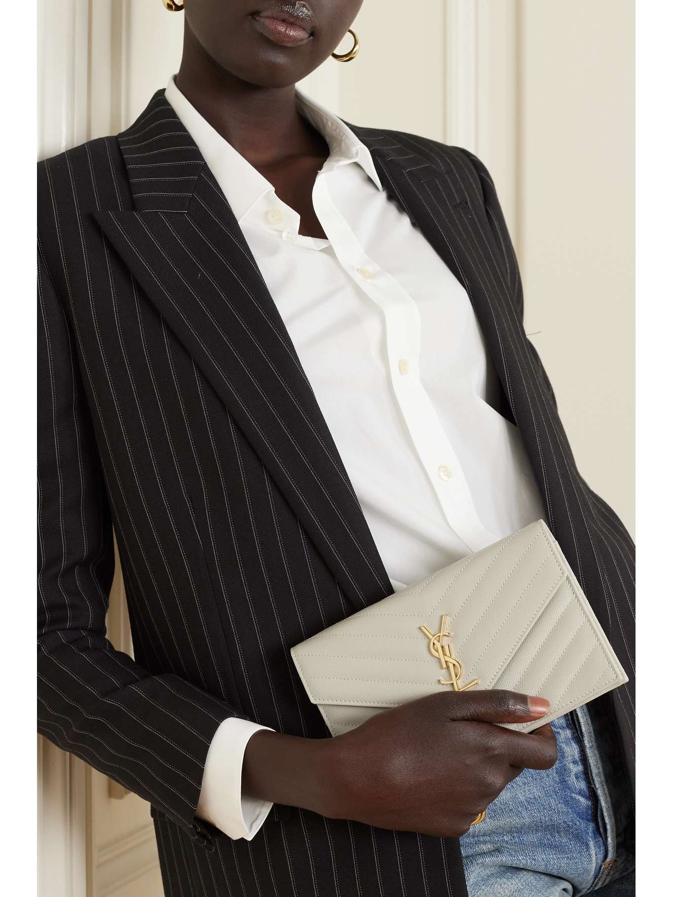 SAINT LAURENT Cassandre Envelope Chain matelassé textured-leather ...