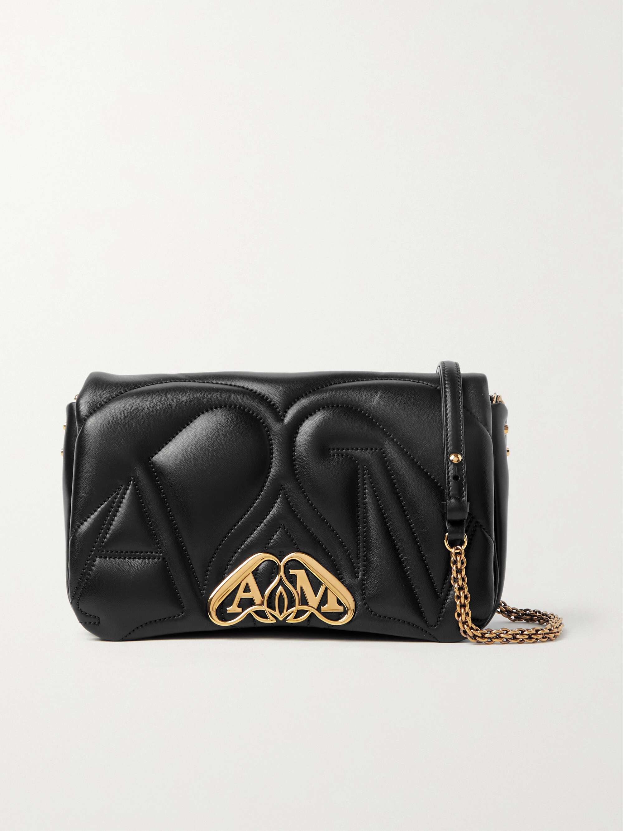 ALEXANDER MCQUEEN Exploded Seal embellished quilted leather shoulder ...