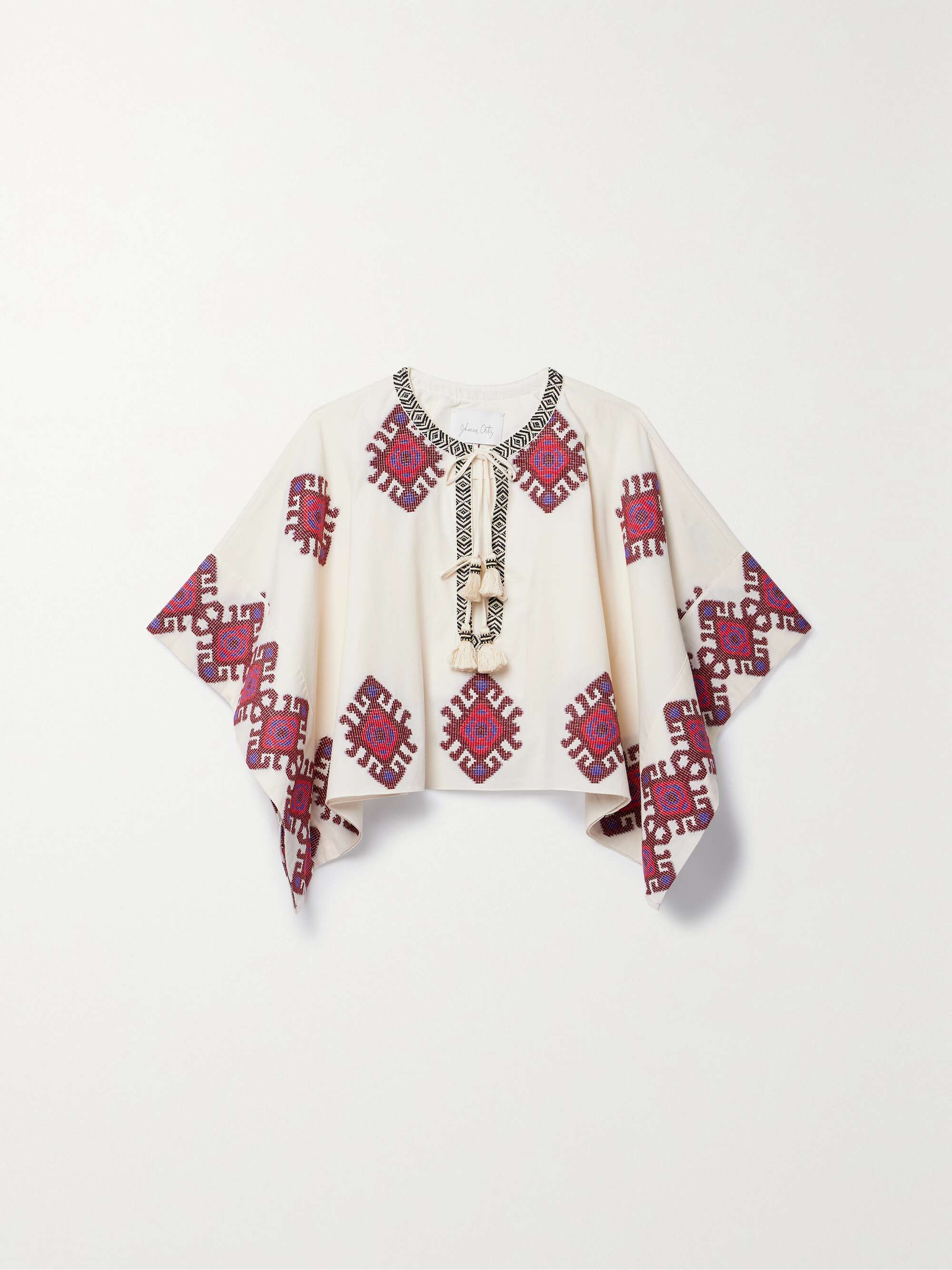 JOHANNA ORTIZ + NET SUSTAIN Bushveld tie-detailed embroidered cotton ...
