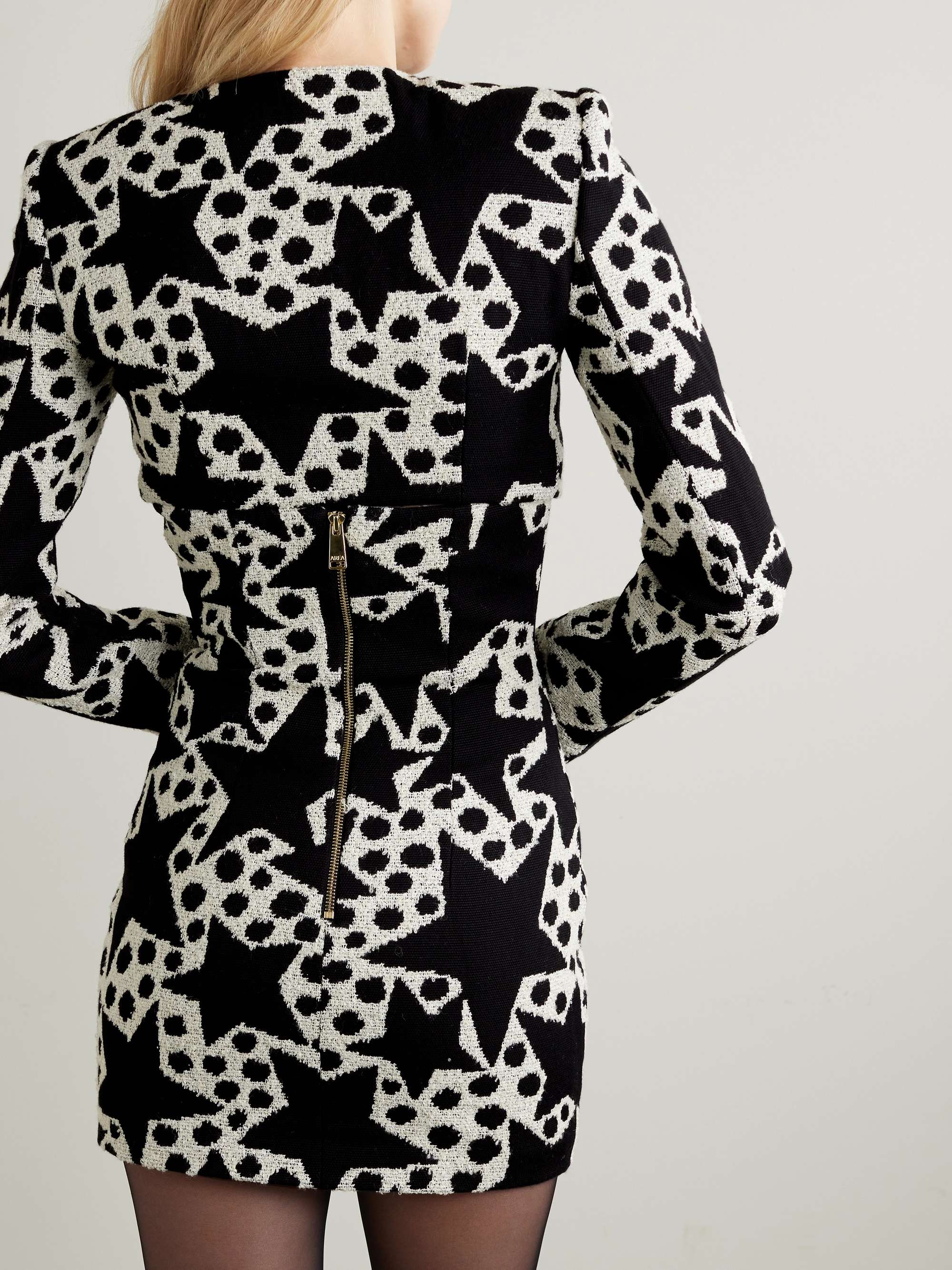 AREA Cropped embellished cotton-blend jacquard blazer | NET-A-PORTER