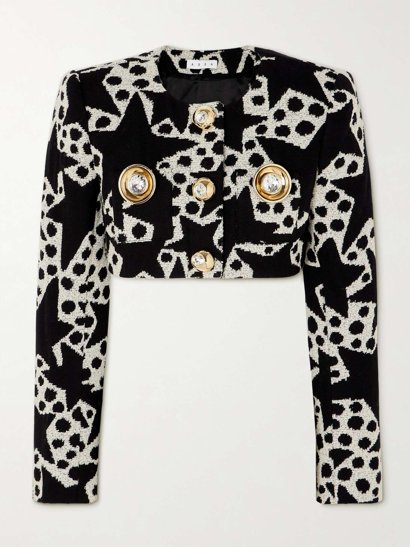 AREA Cropped embellished cotton-blend jacquard blazer | NET-A-PORTER