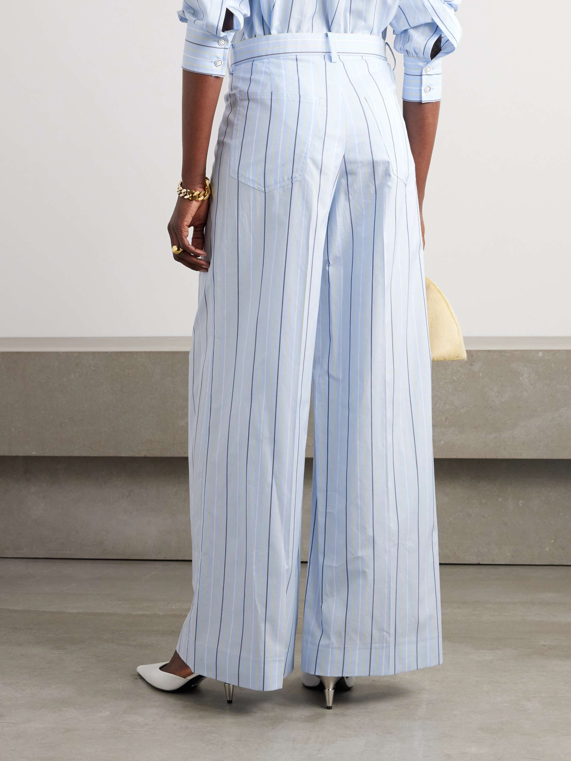 MARNI Embroidered striped cotton wide-leg pants | NET-A-PORTER