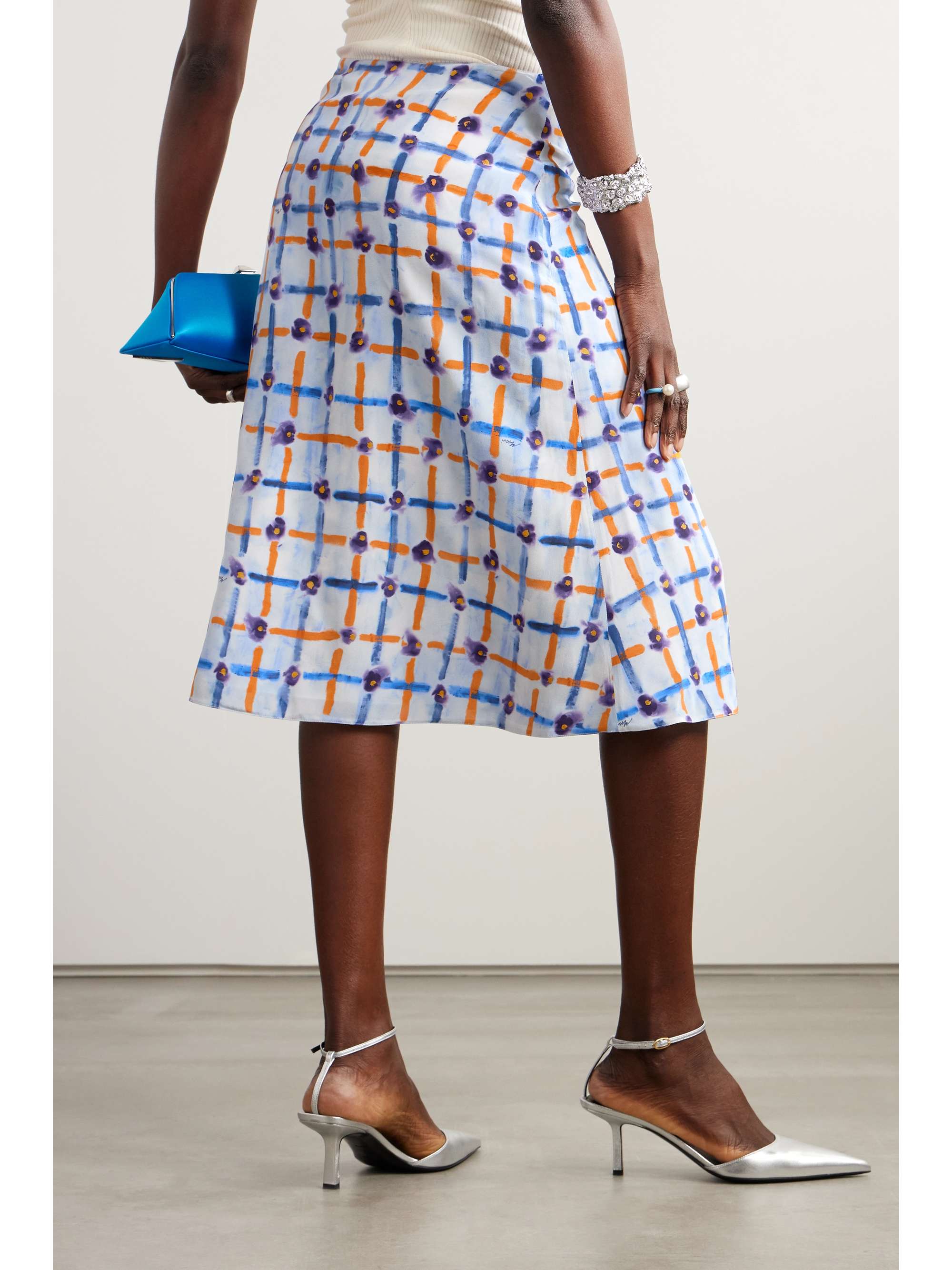MARNI Printed silk crepe de chine midi skirt | NET-A-PORTER