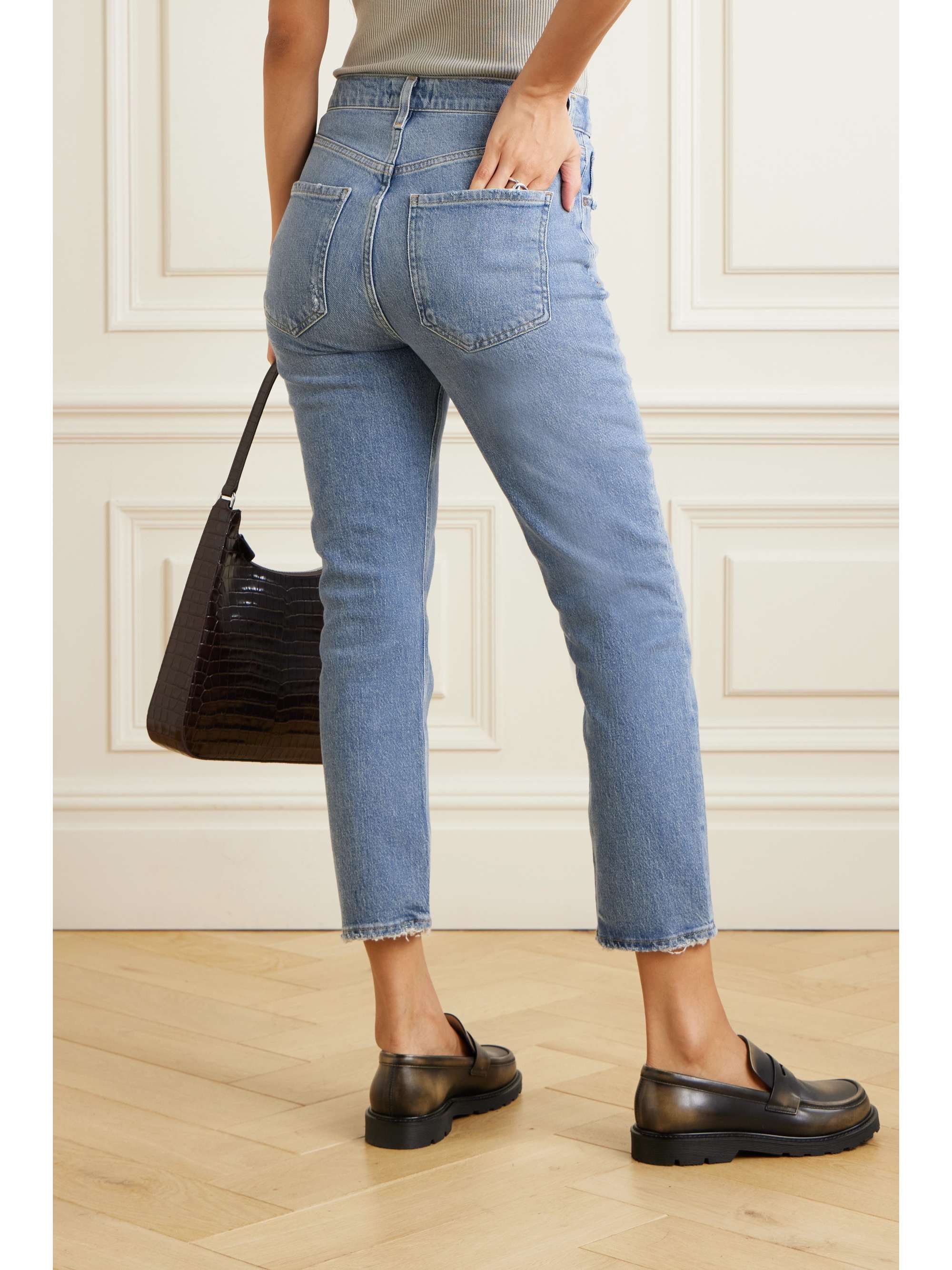 AGOLDE Riley cropped high-rise straight-leg organic jeans | NET-A-PORTER