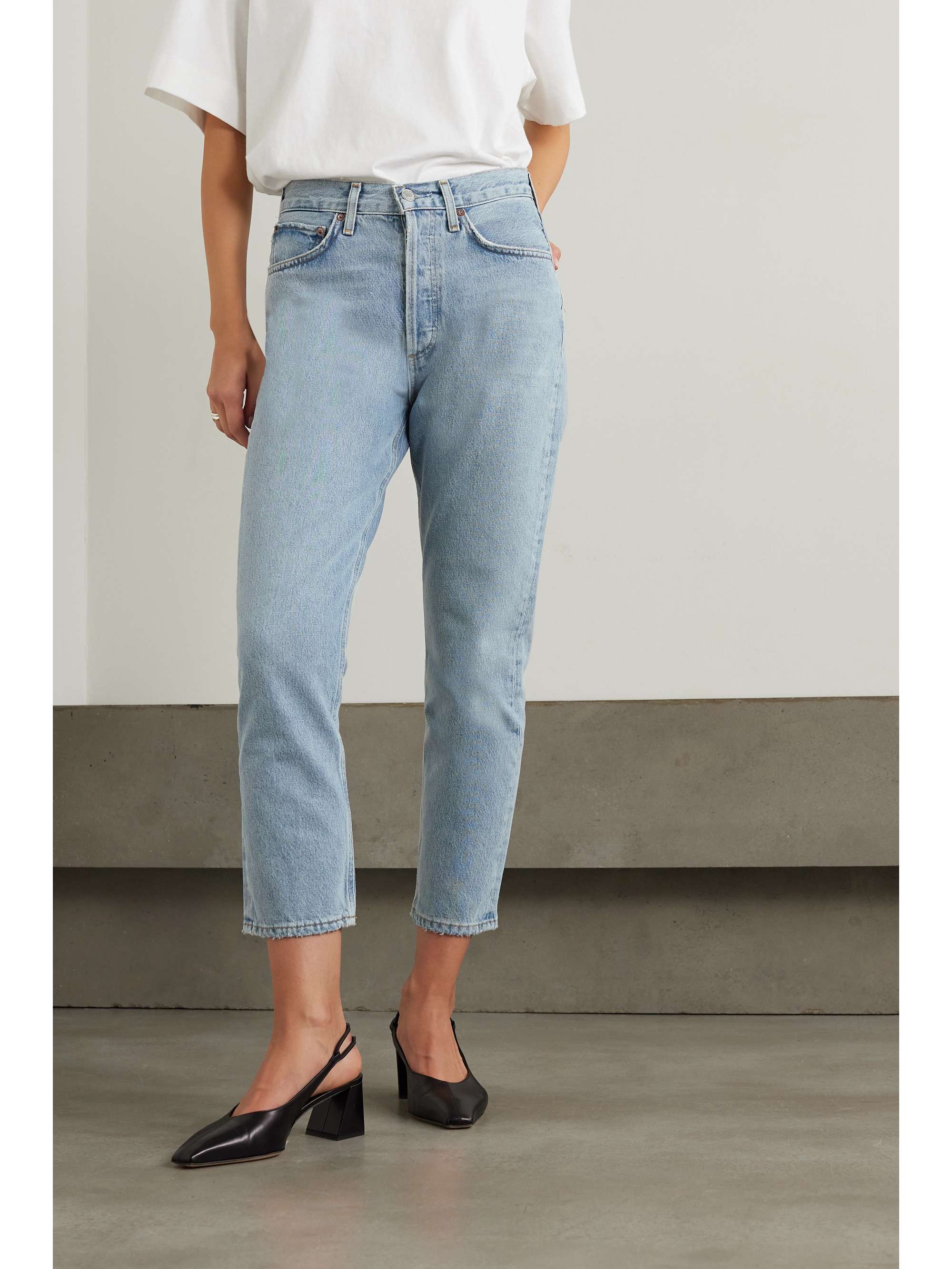 AGOLDE Riley cropped high-rise straight-leg organic jeans | NET-A-PORTER