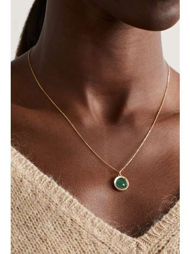 MATEO 14-karat gold, malachite and diamond necklace | NET-A-PORTER