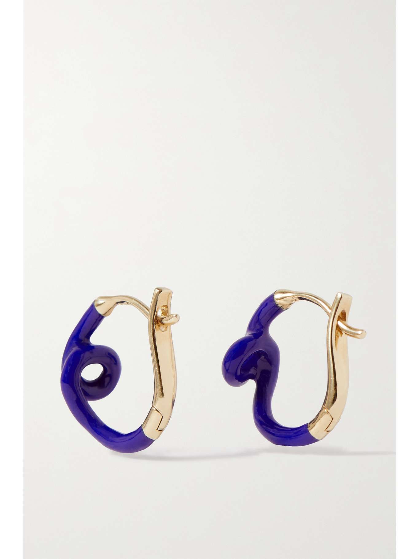BEA BONGIASCA Single Wave 9-karat gold and enamel earrings | NET-A-PORTER