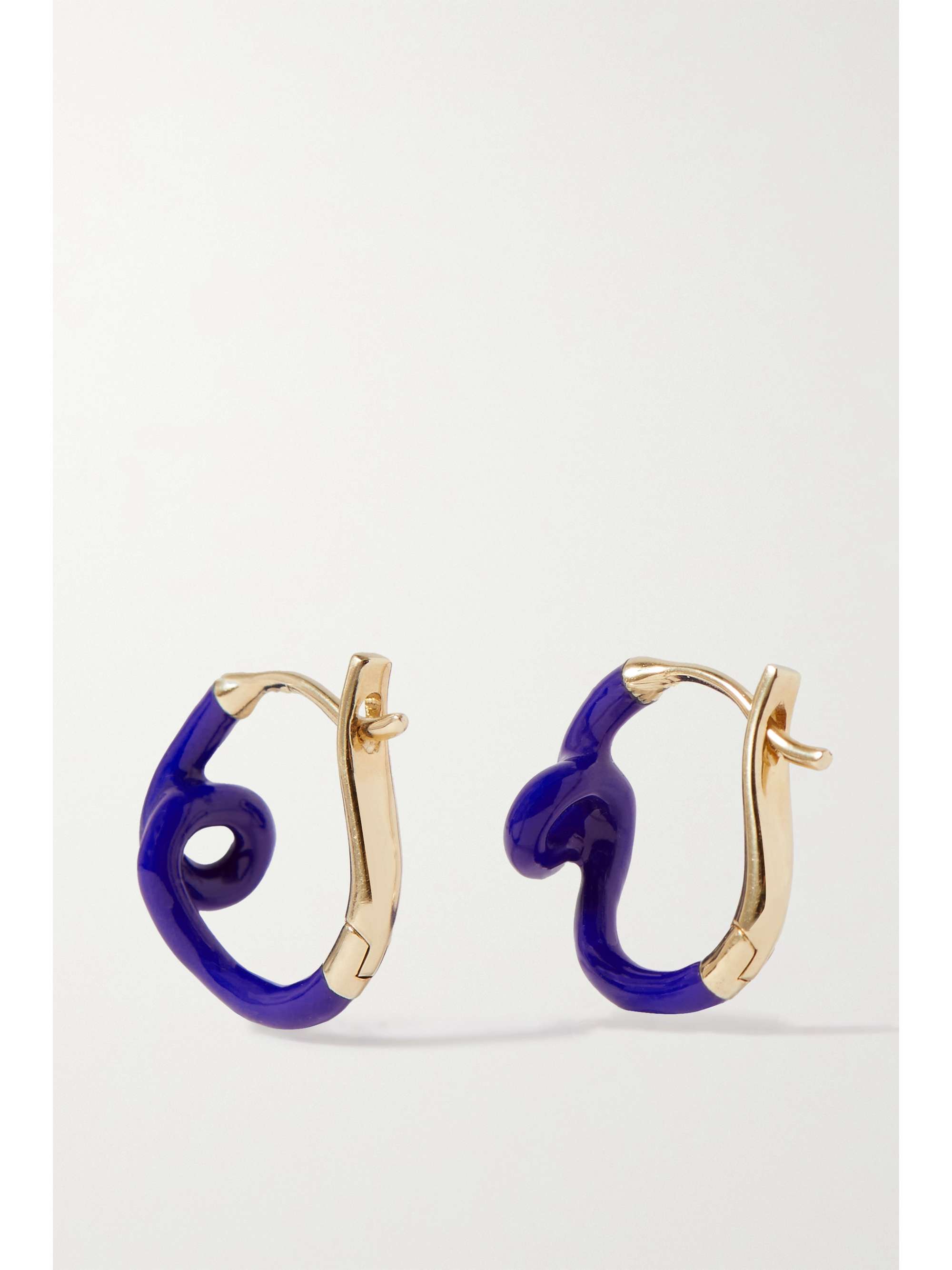 Blue Single Wave 9-karat gold and enamel earrings | BEA BONGIASCA | NET ...