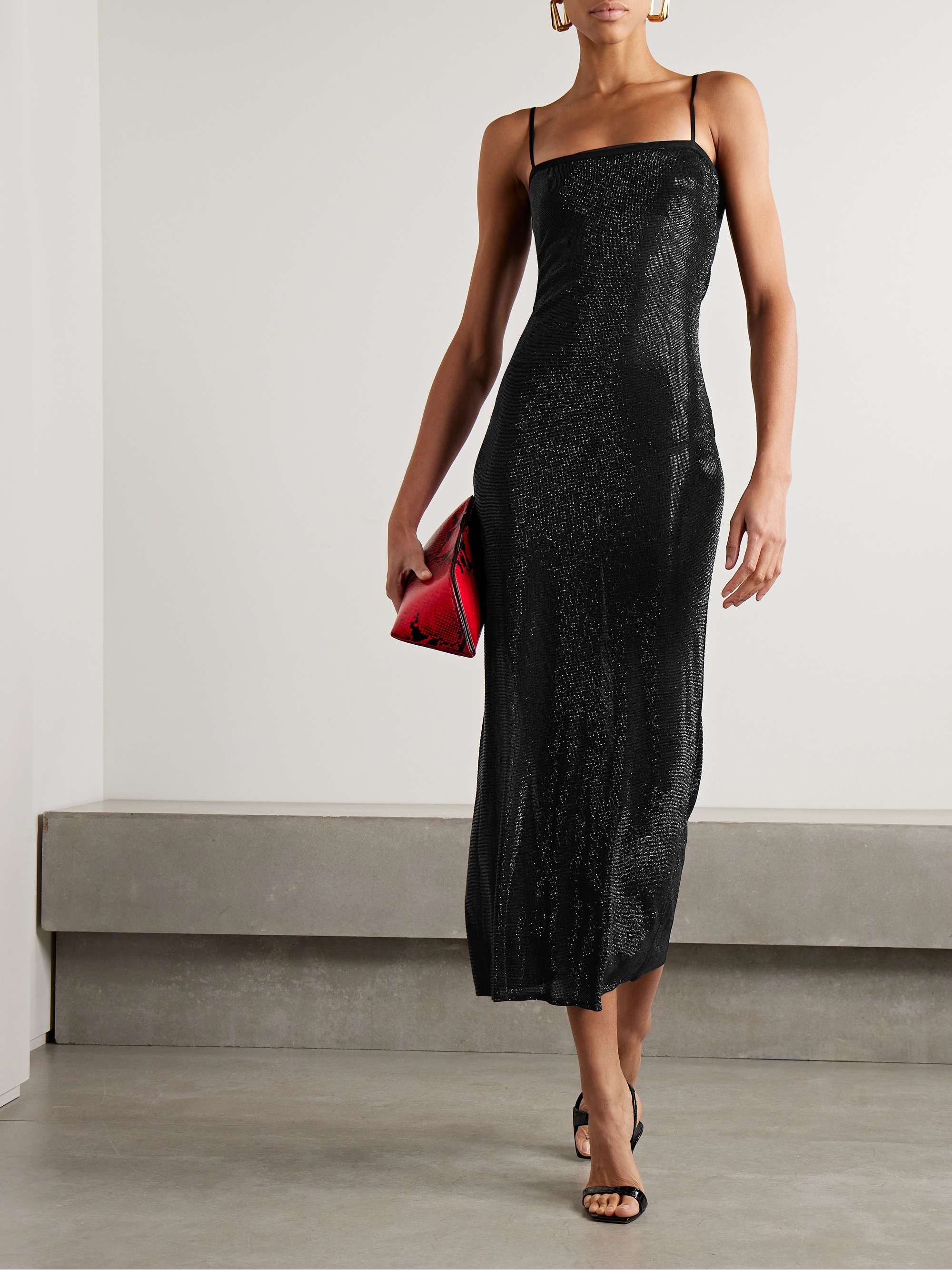 ALEXANDER WANG Crystal-embellished jersey midi dress | NET-A-PORTER