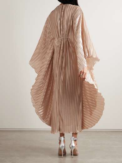 SIMKHAI Gathered plissé-lamé kaftan | NET-A-PORTER