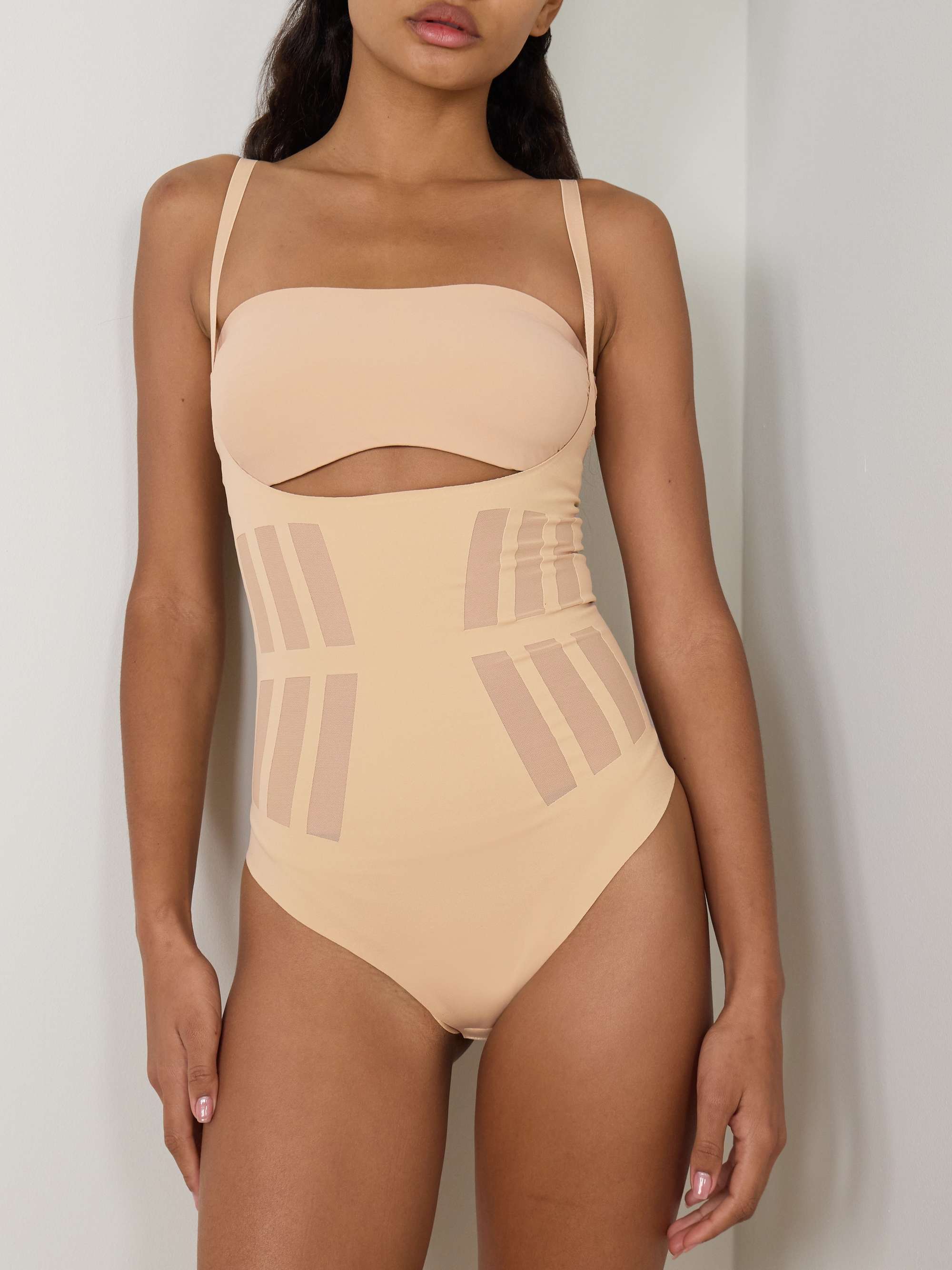 Commando Luxe Control Stretch Mesh Trimmed Tech Jersey Bodysuit Net A