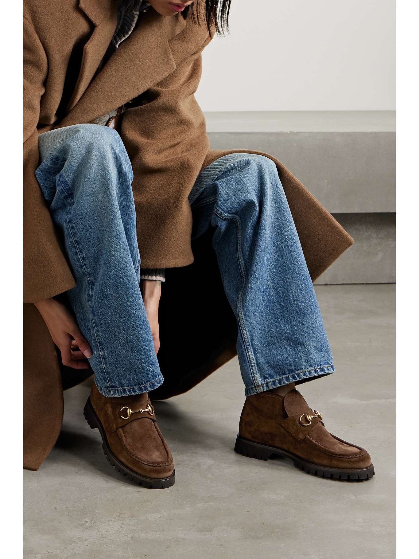 GUCCI Sylke horsebit-detailed suede ankle boots | NET-A-PORTER