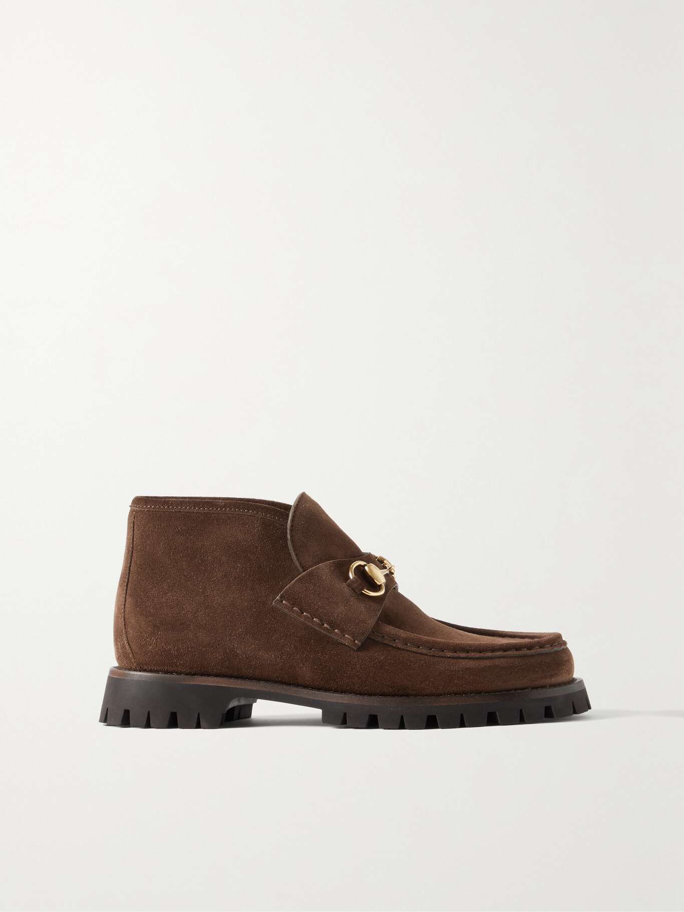 GUCCI Sylke horsebit-detailed suede ankle boots | NET-A-PORTER