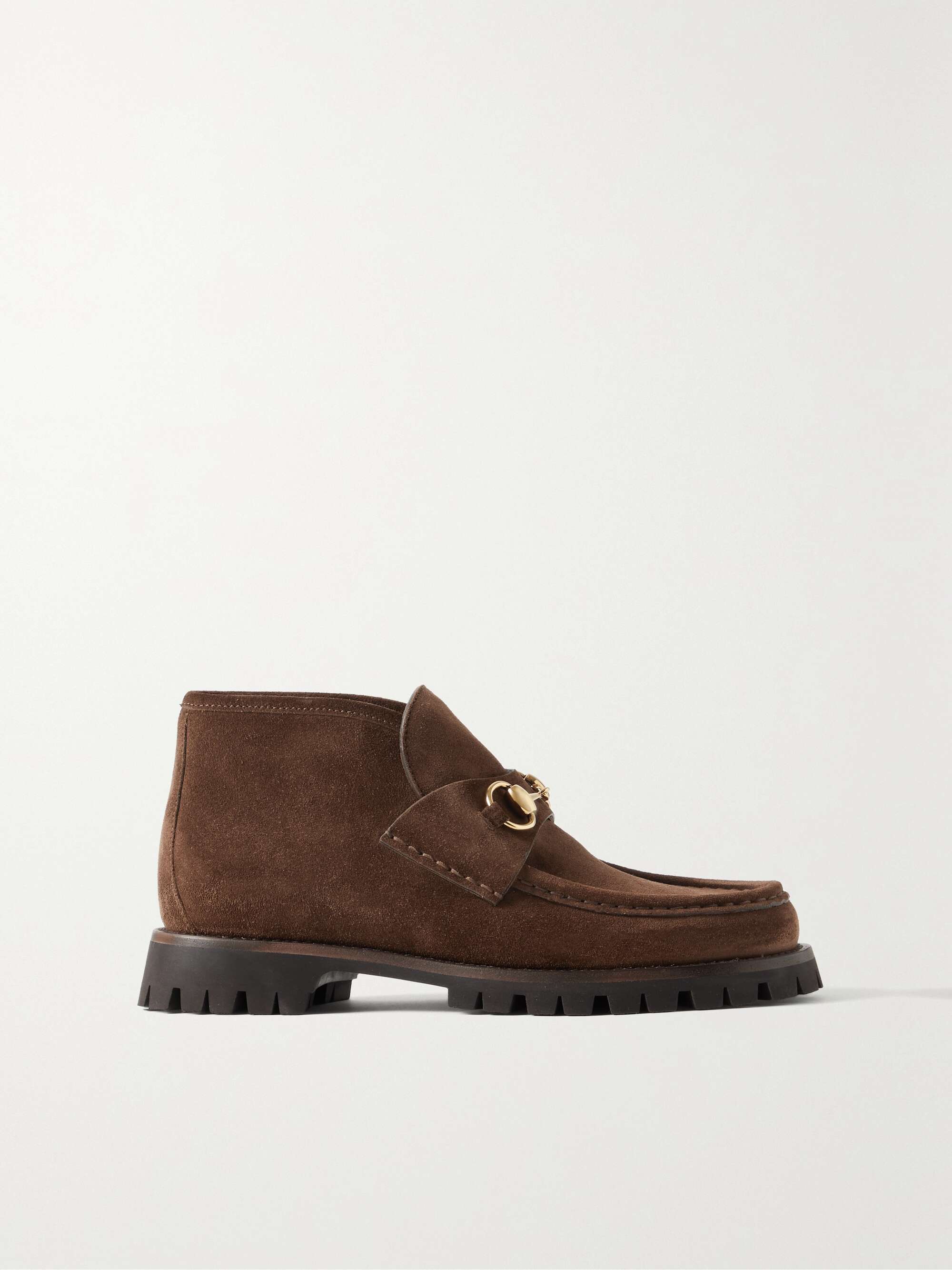 GUCCI Sylke horsebit-detailed suede ankle boots | NET-A-PORTER