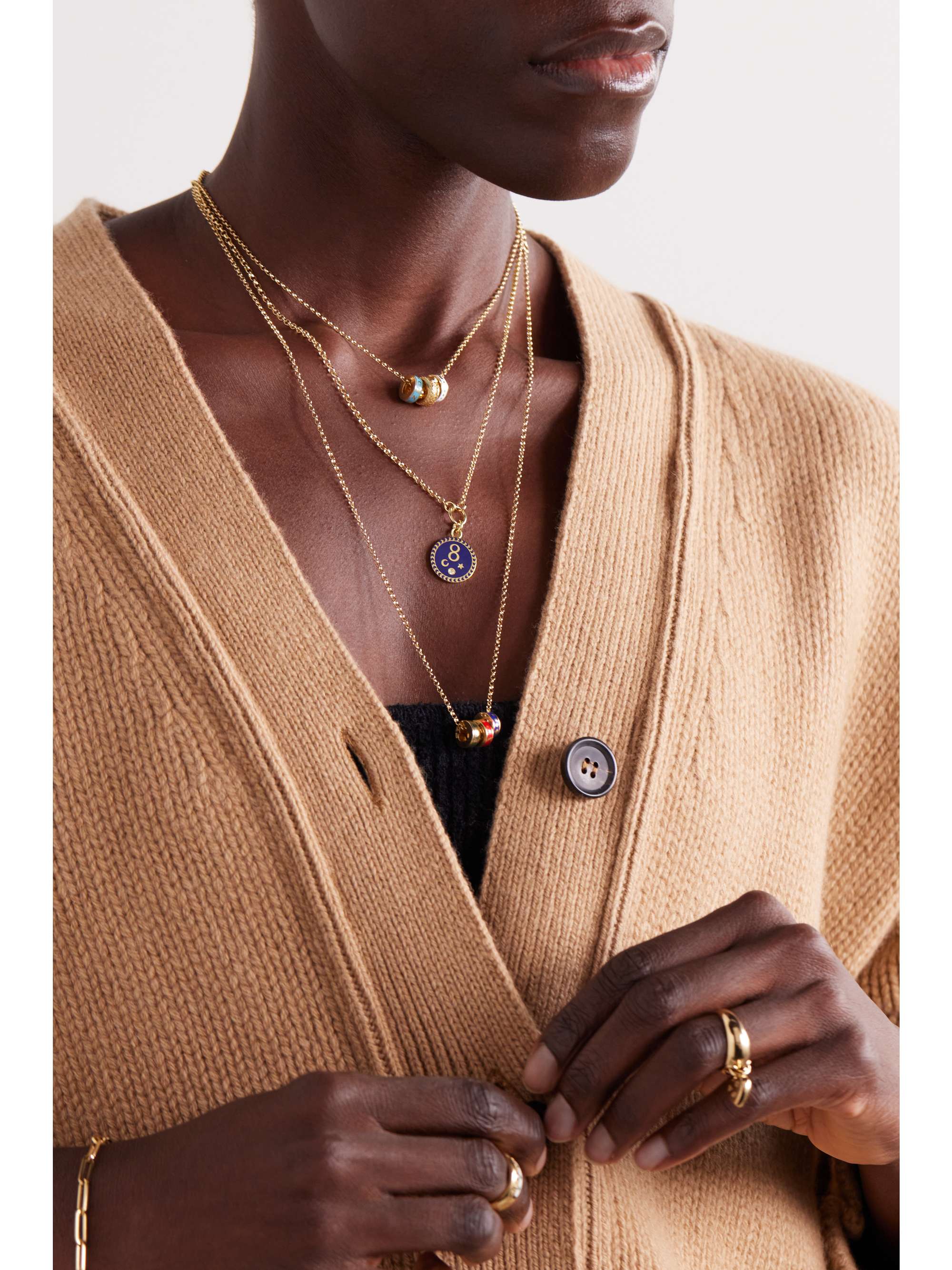 FOUNDRAE Karma Champlevé Small Belcher 18-karat gold, diamond and ...